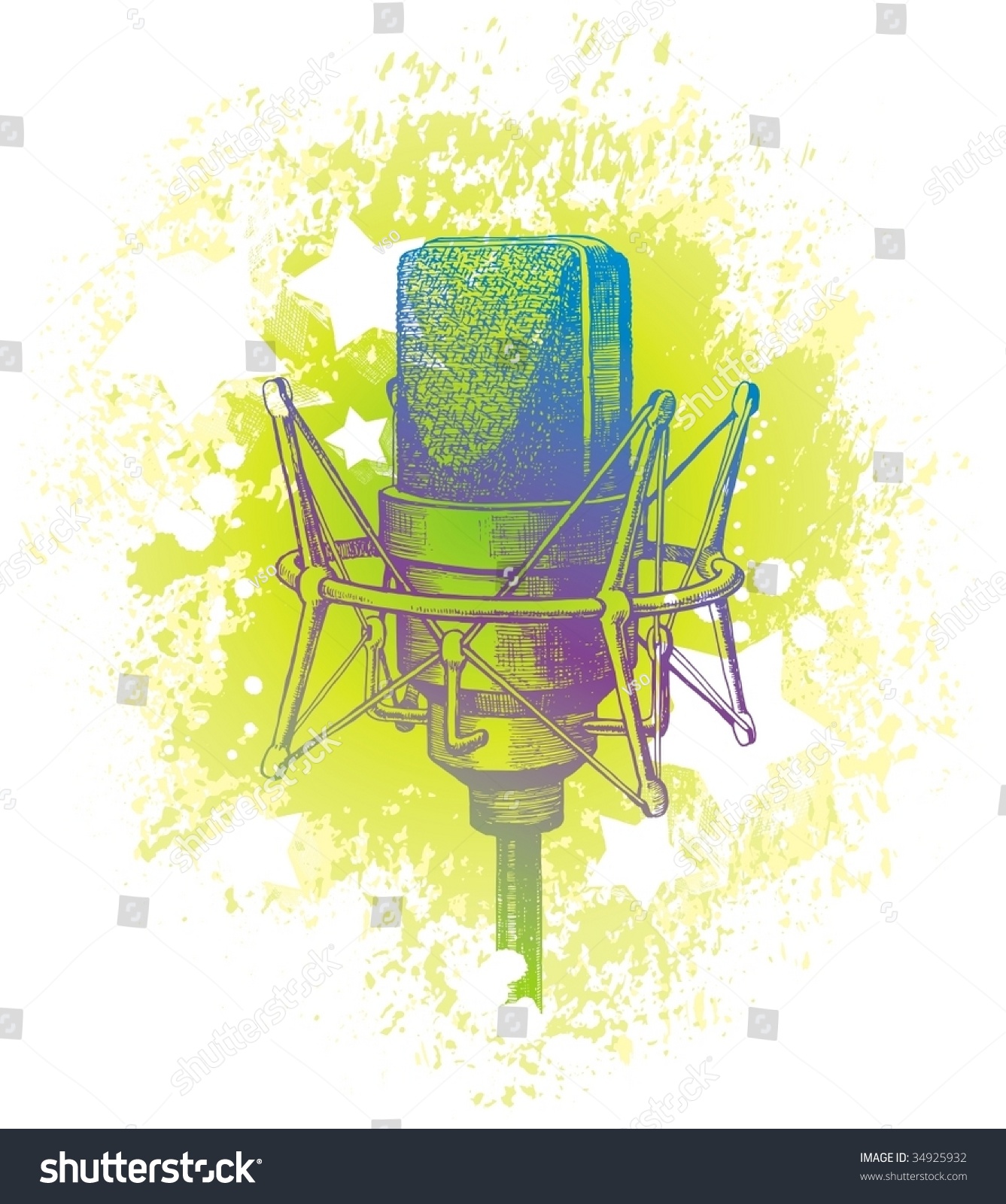 Hand Drawn Studio Condenser Microphone Stock Vector (Royalty Free) 34925932