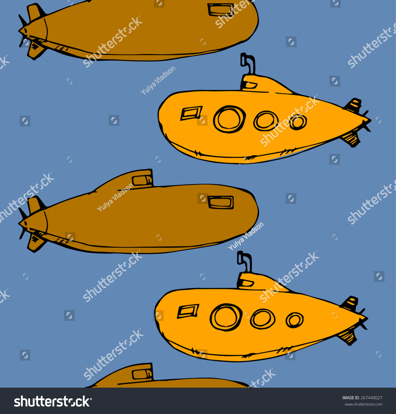 Hand Drawn Submarine Stock Vector (Royalty Free) 267440027 | Shutterstock