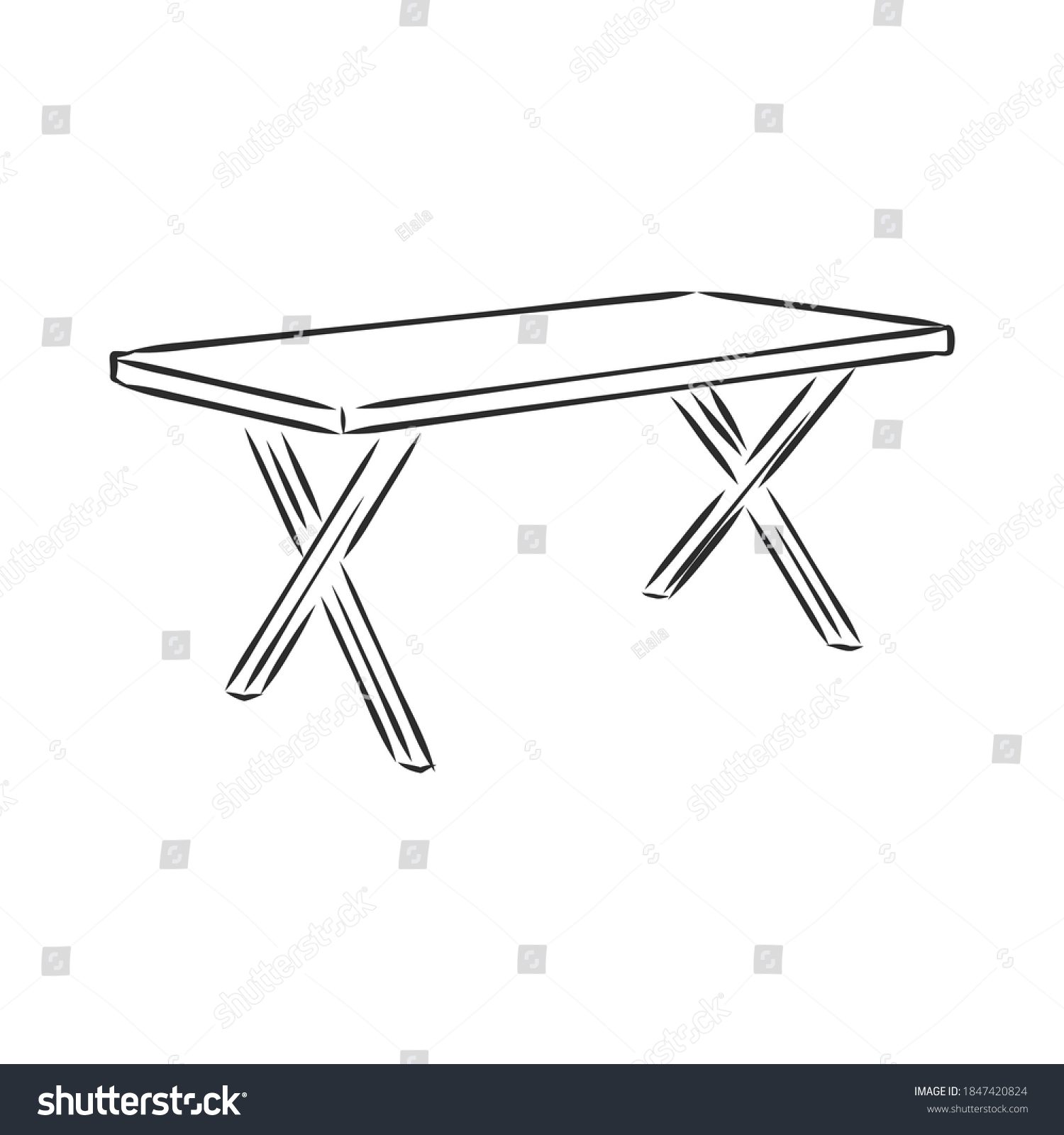 Hand Drawn Table Vector Illustration Table Stock Vector (Royalty Free ...