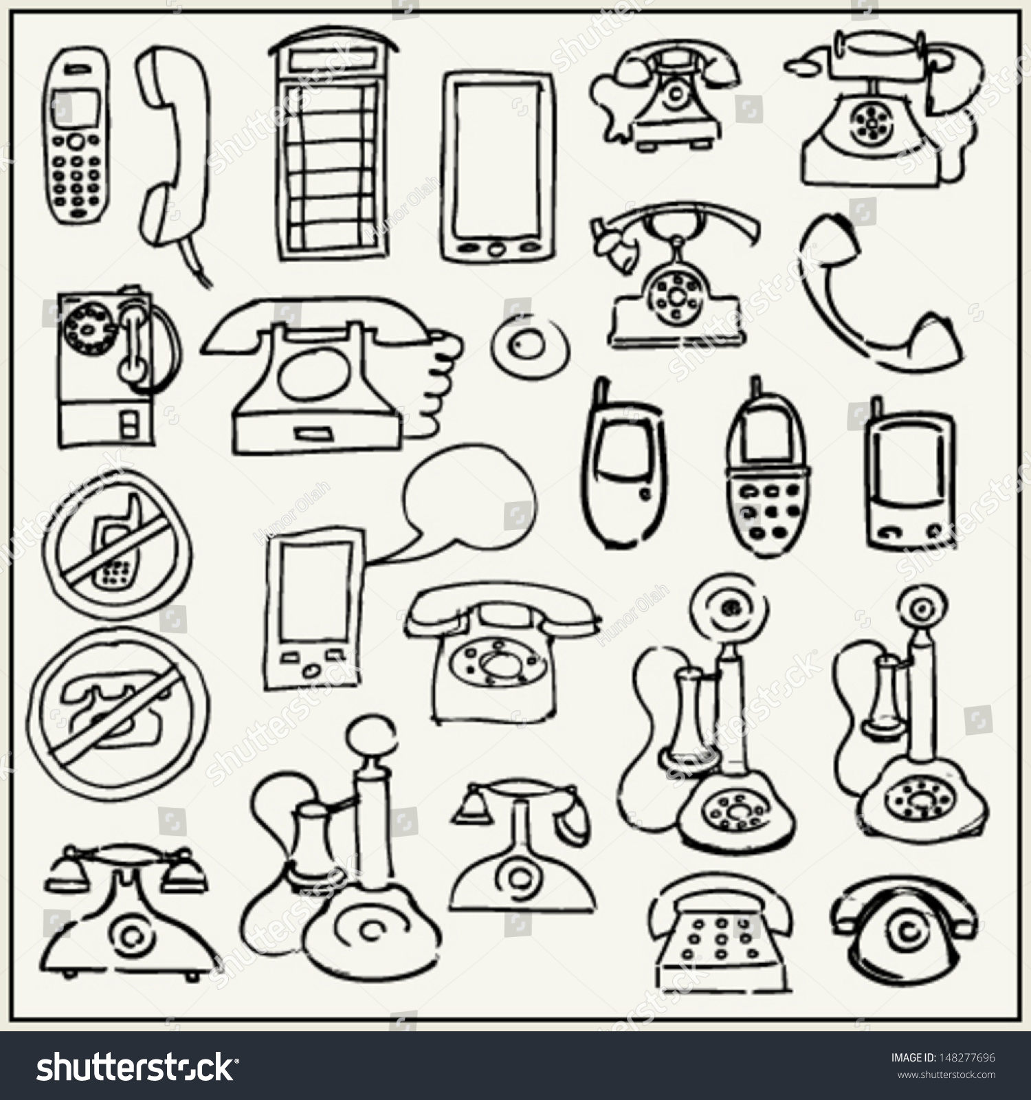 Hand Drawn Telephone Set Stock Vector (Royalty Free) 148277696