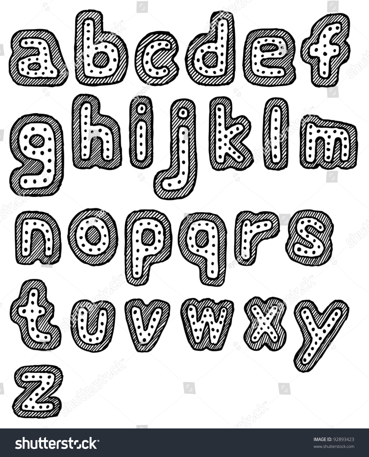 Hand Drawn Vector Abc Font Alphabet Stock Vector (Royalty Free ...