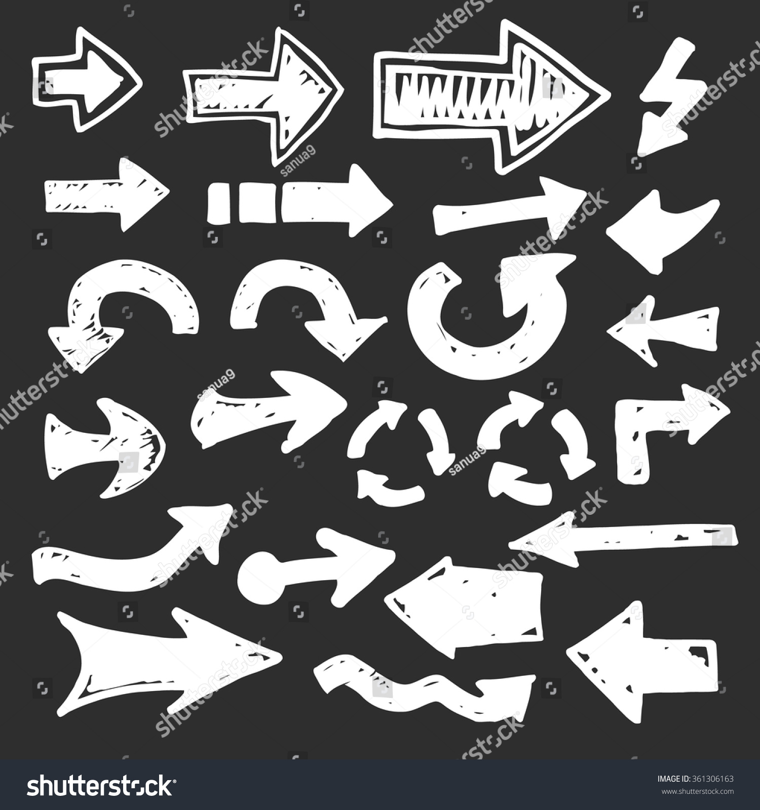 Hand Drawn Vector Arrows Handmade Thick Stock Vector (Royalty Free ...