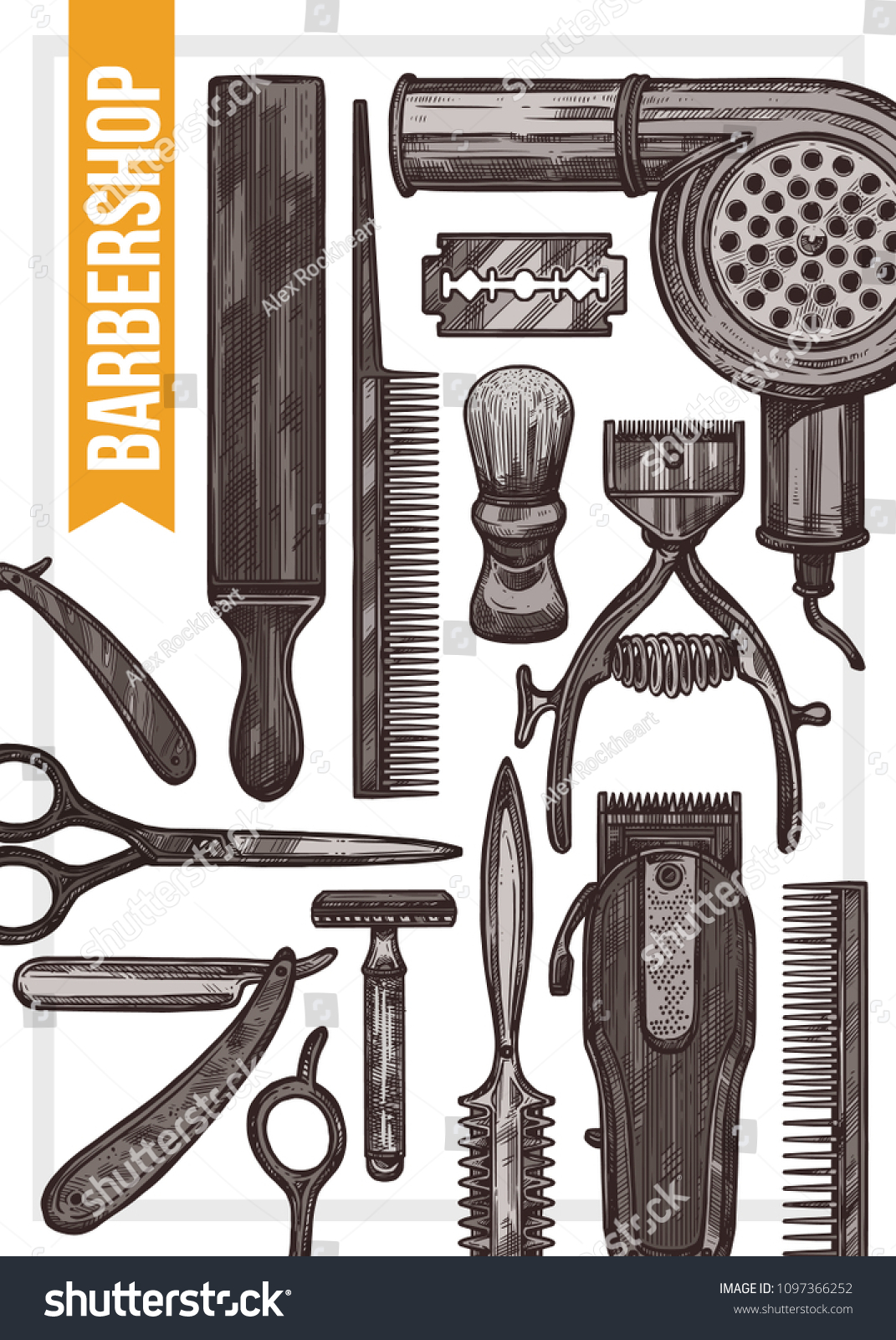 Hand Drawn Vector Barber Shop Poster Stock Vector (Royalty Free) 1097366252 Hand Drawn Vector Barber Shop Poster Stock Vector (Royalty Free) 1097366252