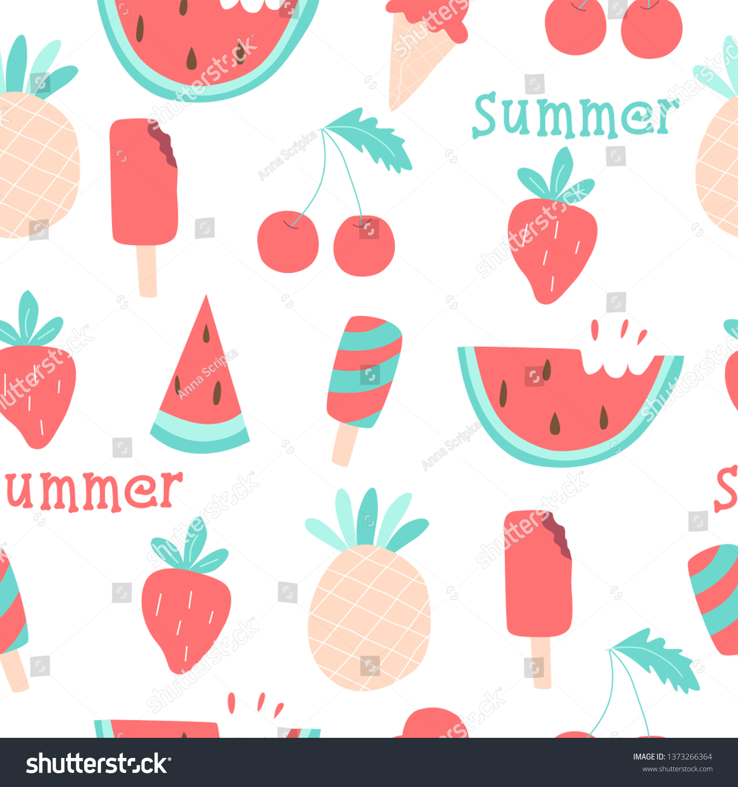 Hand Drawn Vector Cartoon Summer Time Stock Vector (Royalty Free ...