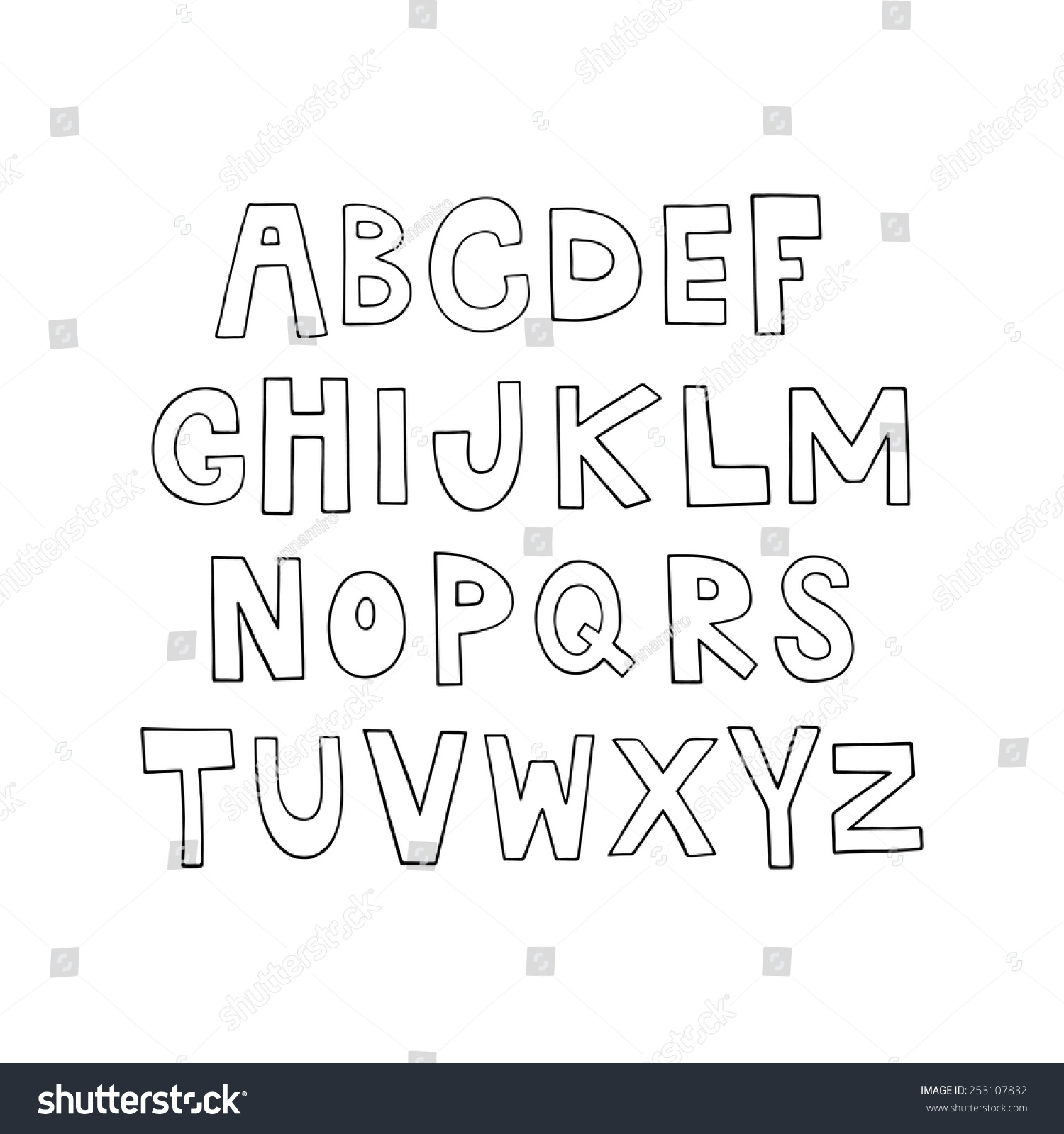 Handdrawn Vector Contour Alphabet Stock Vector (Royalty Free) 253107832