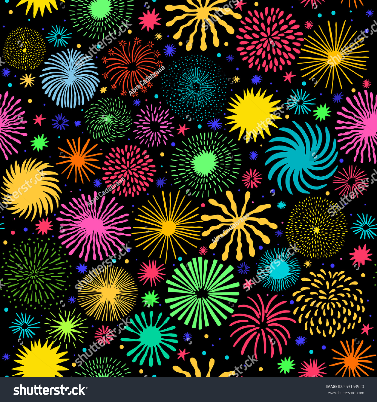 Hand Drawn Vector Doodle Firework Set Stock Vector (Royalty Free) 553163920