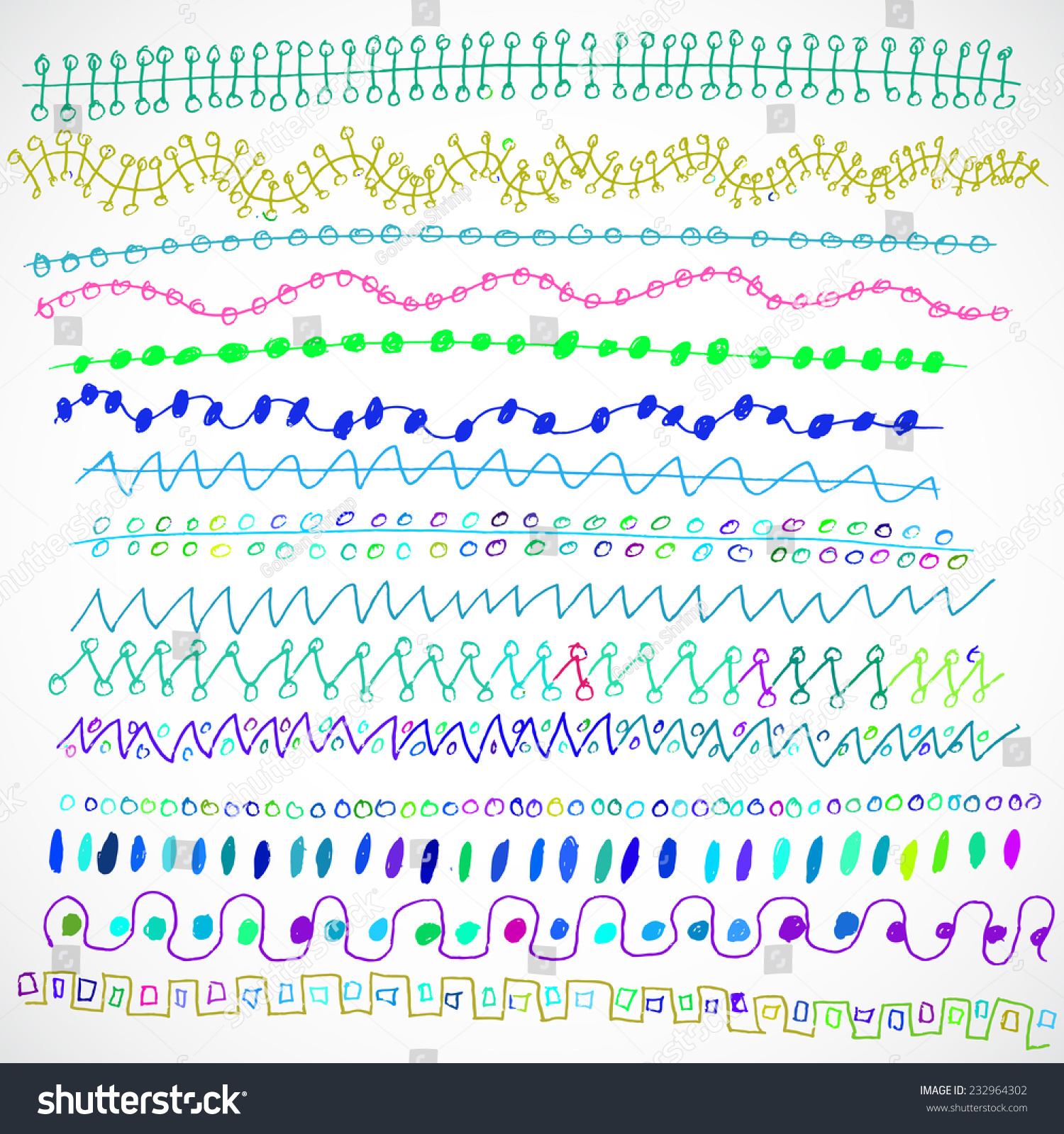 Vektor Stok Handdrawn Vector Line Border Set Design (Tanpa Royalti ...