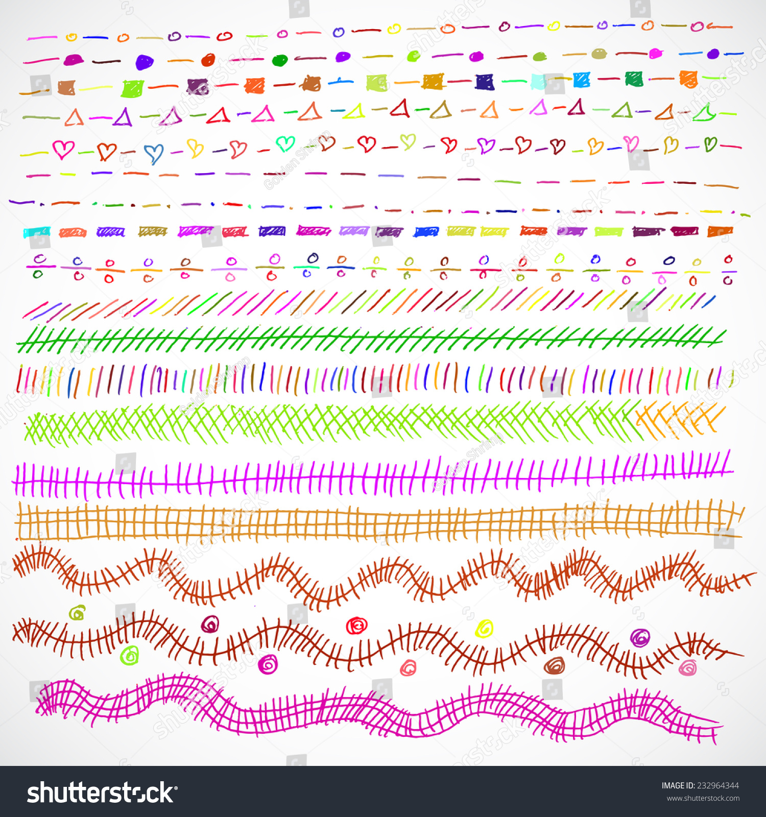 Handdrawn Vector Line Border Set Design: เวกเตอร์สต็อก (ปลอดค่า ...