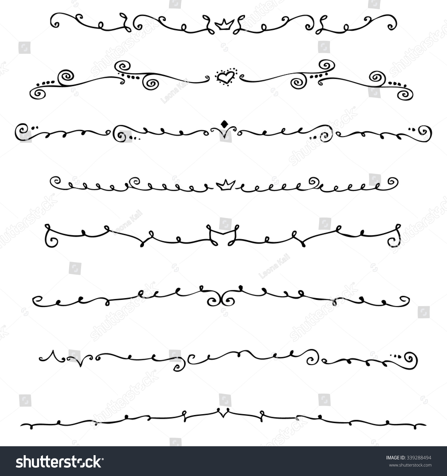 Hand Drawn Vector Line Border Set Stock Vector (Royalty Free) 339288494 ...