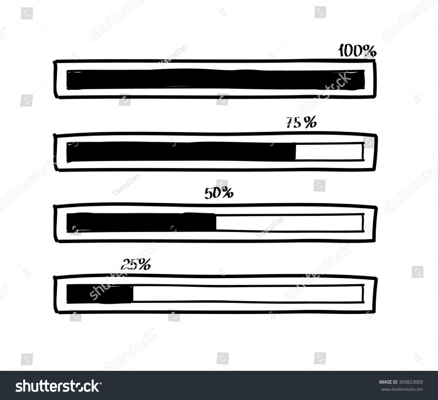 Handdrawn Vector Progress Bar Doodle Sketch: vector de stock (libre de ...