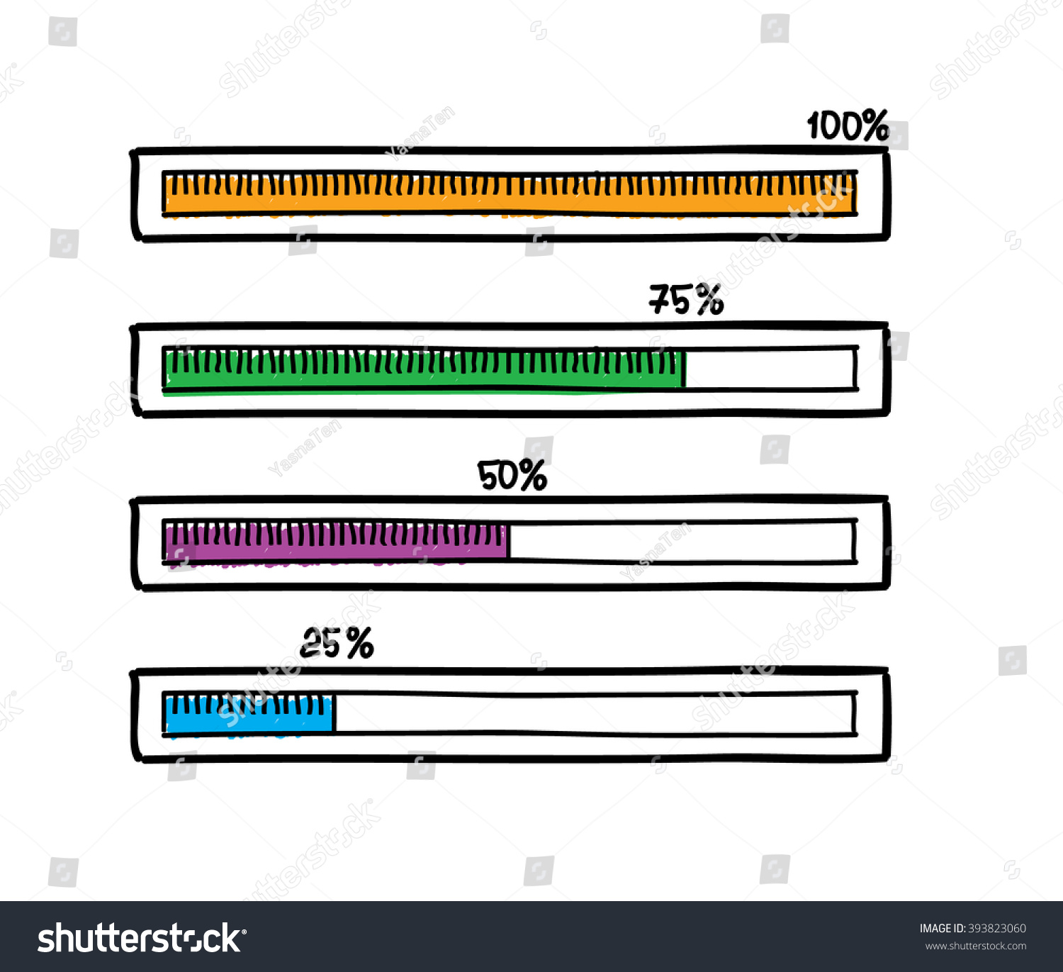 Handdrawn Vector Progress Bar Doodle Sketch: vector de stock (libre de ...