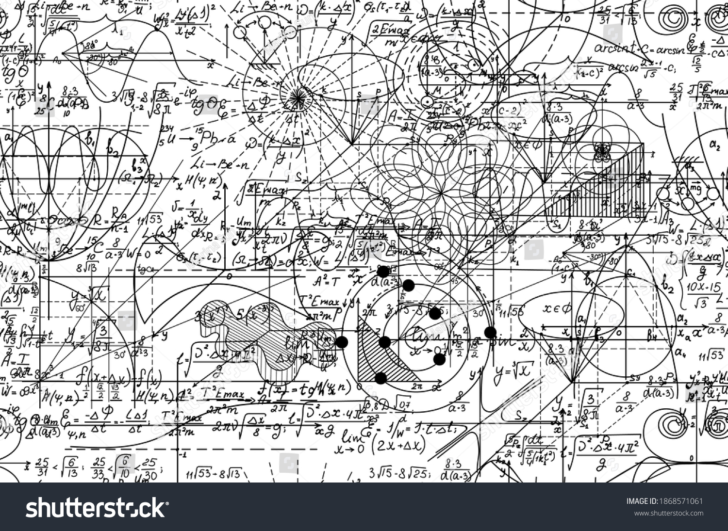 Hand Drawn Vector Seamless Pattern Mathematical Stock Vector (Royalty ...