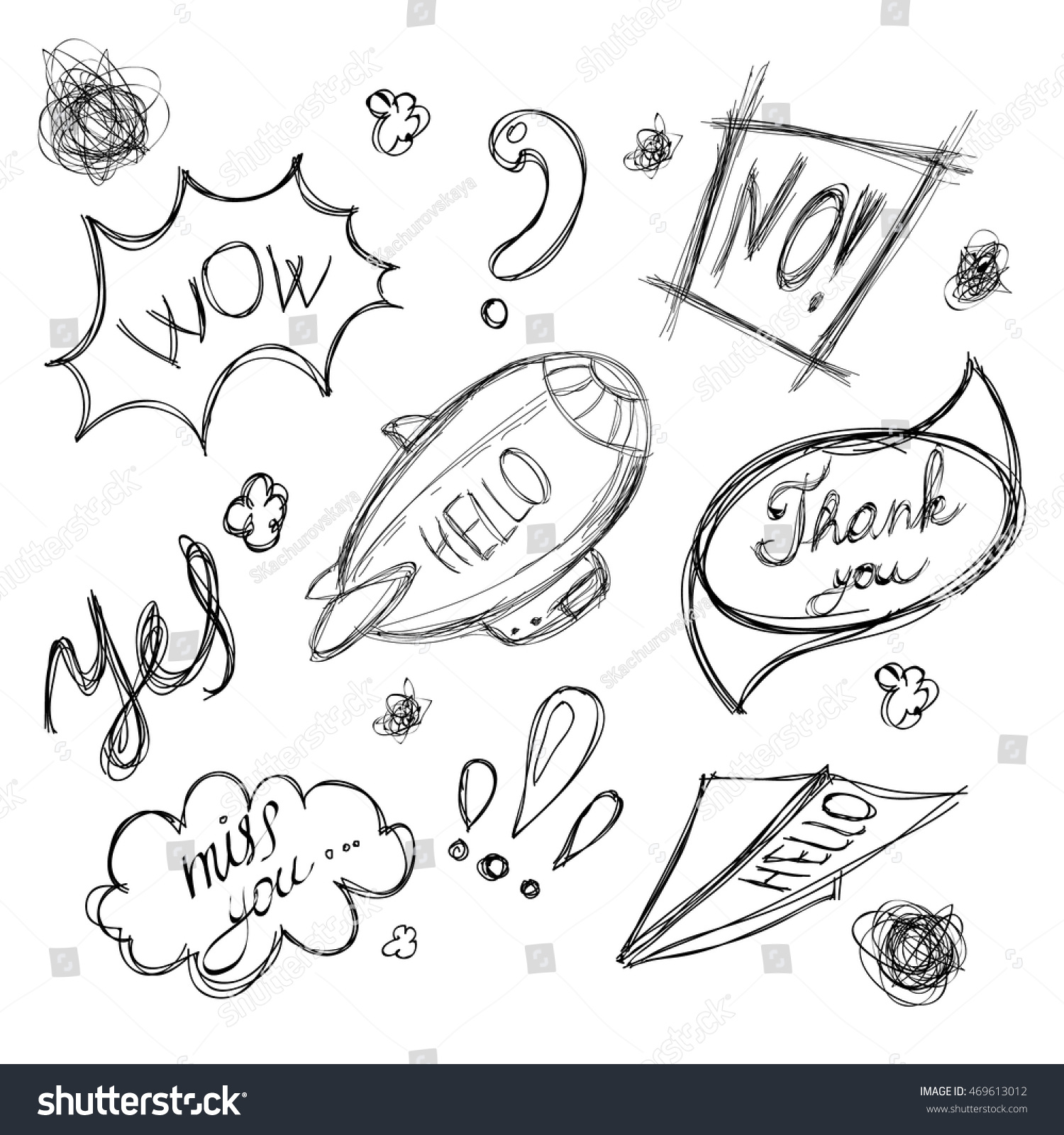 Hand Drawn Vector Sketch Speech Set Stock Vector (Royalty Free) 469613012