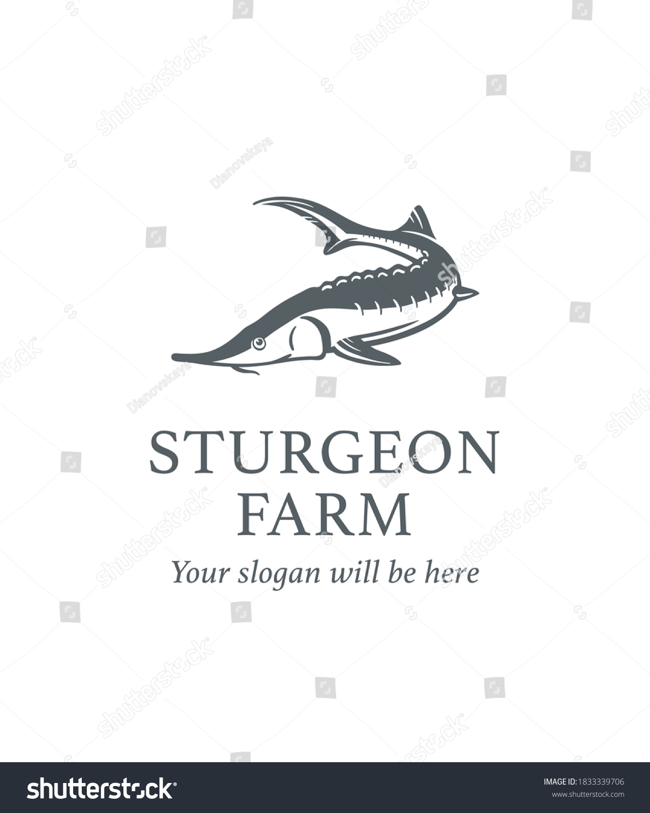 Hand Drawn Vector Sturgeon Fish Logo Stock Vector (Royalty Free ...