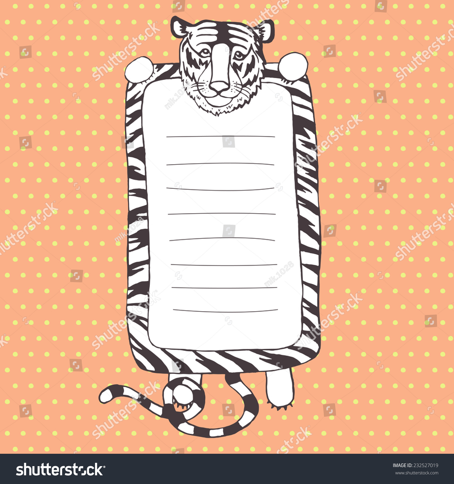 Hand Drawn Vector Tiger Frame Illustration Stock Vector (Royalty Free ...