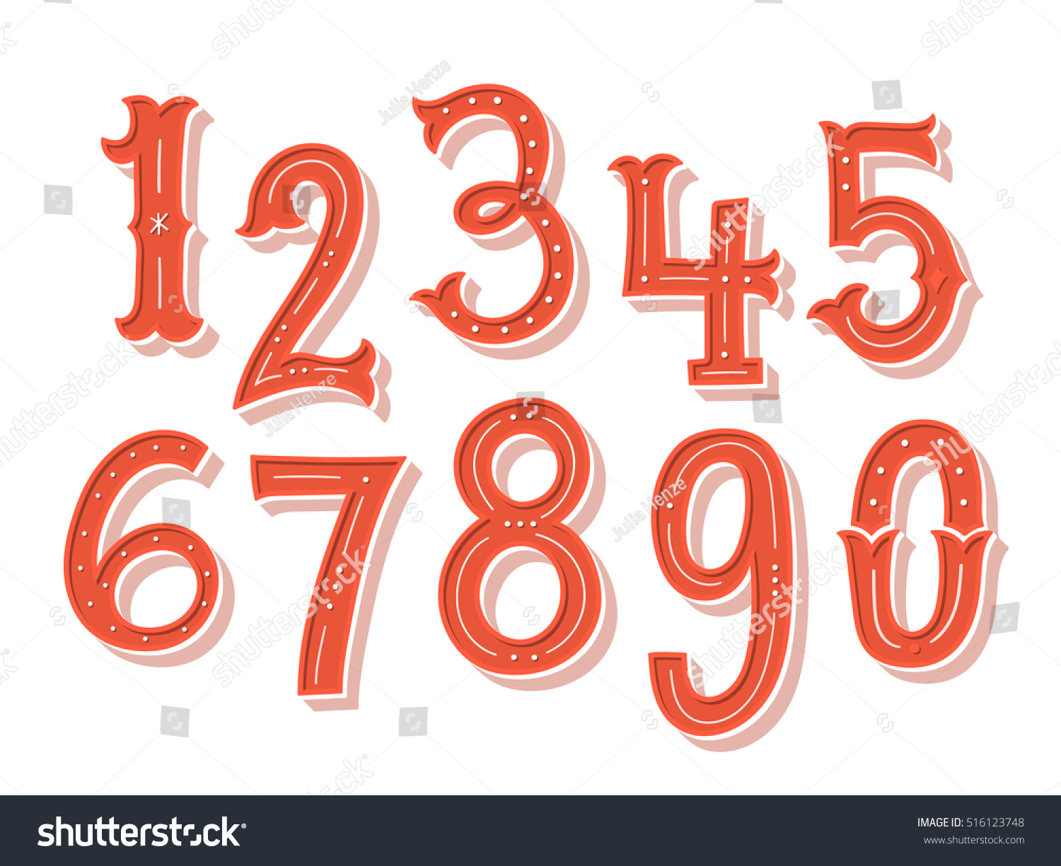 Hand Drawn Vintage Numbers Set Stock Vector (Royalty Free) 516123748