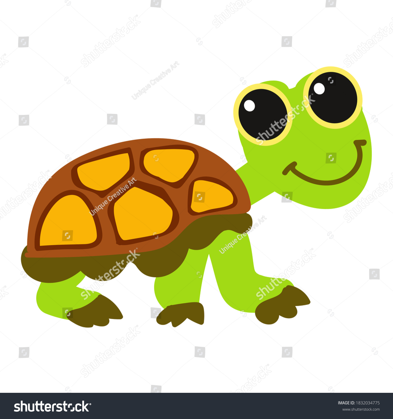 Hand Drawn Walking Turtle Vector Illustration Stock Vector (Royalty ...