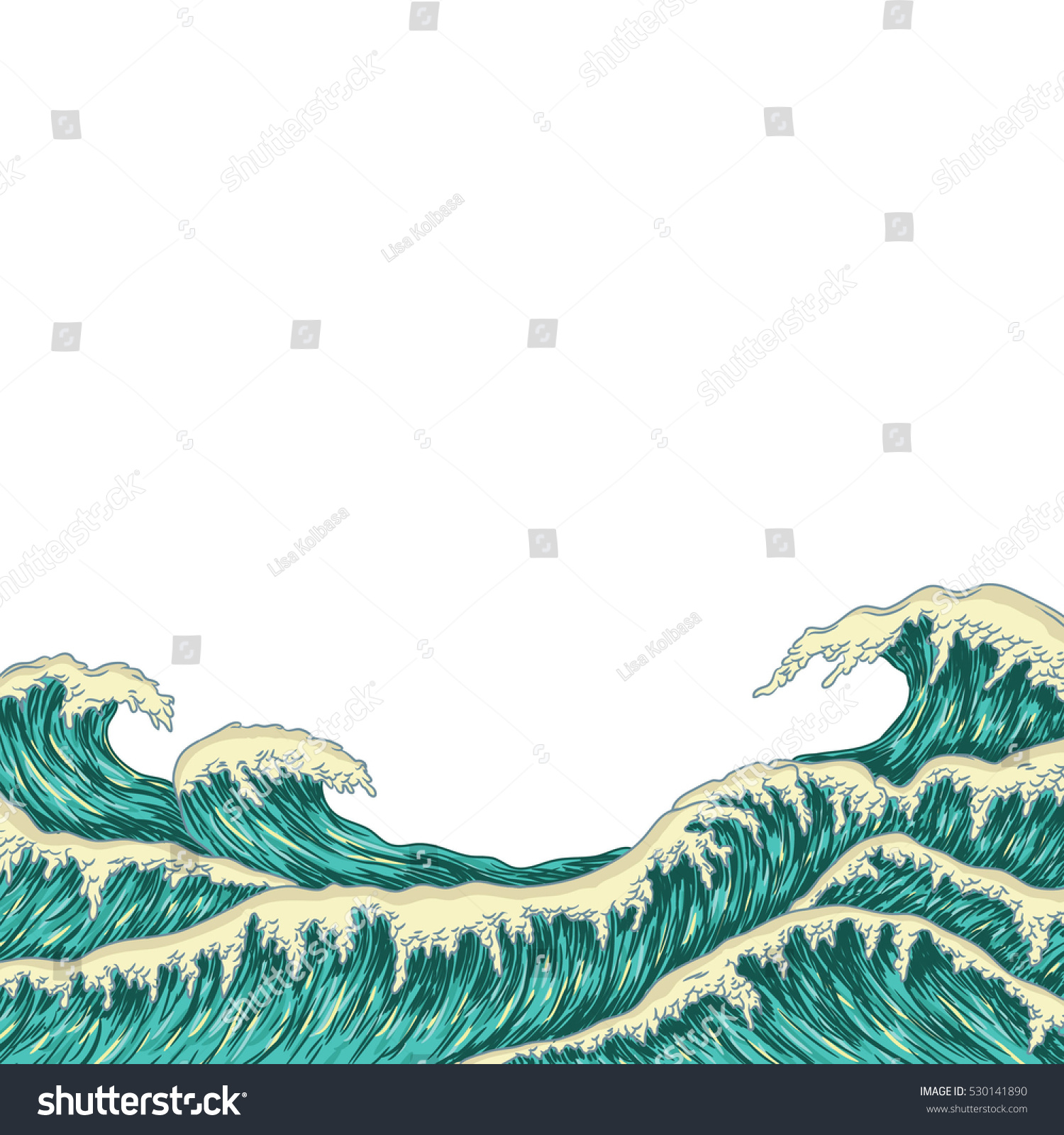 Hand Drawn Wave Background Vector Illustration Stock Vector (Royalty ...
