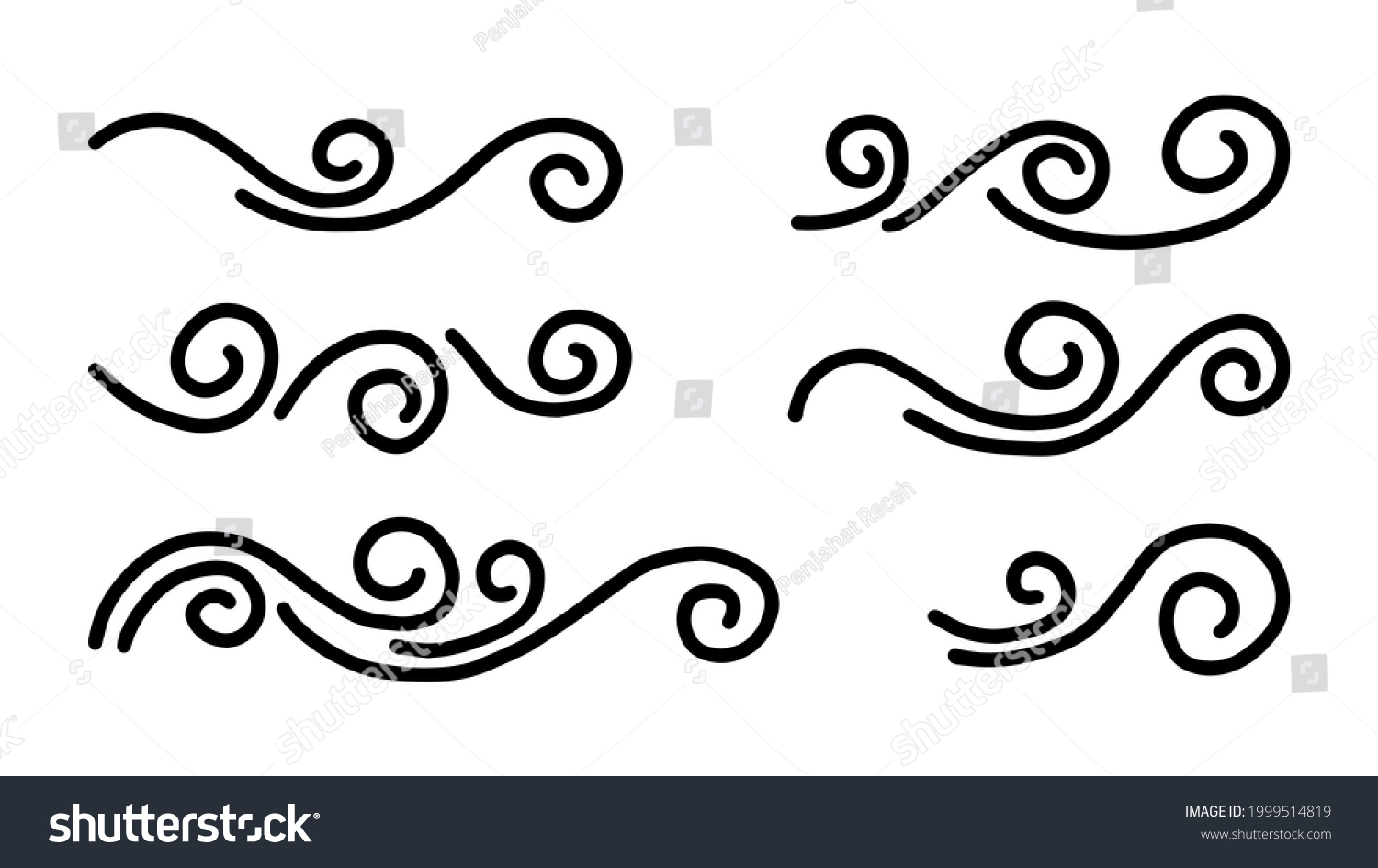 Hand Drawn Wind Doodle Set Vector Stock Vector (Royalty Free ...