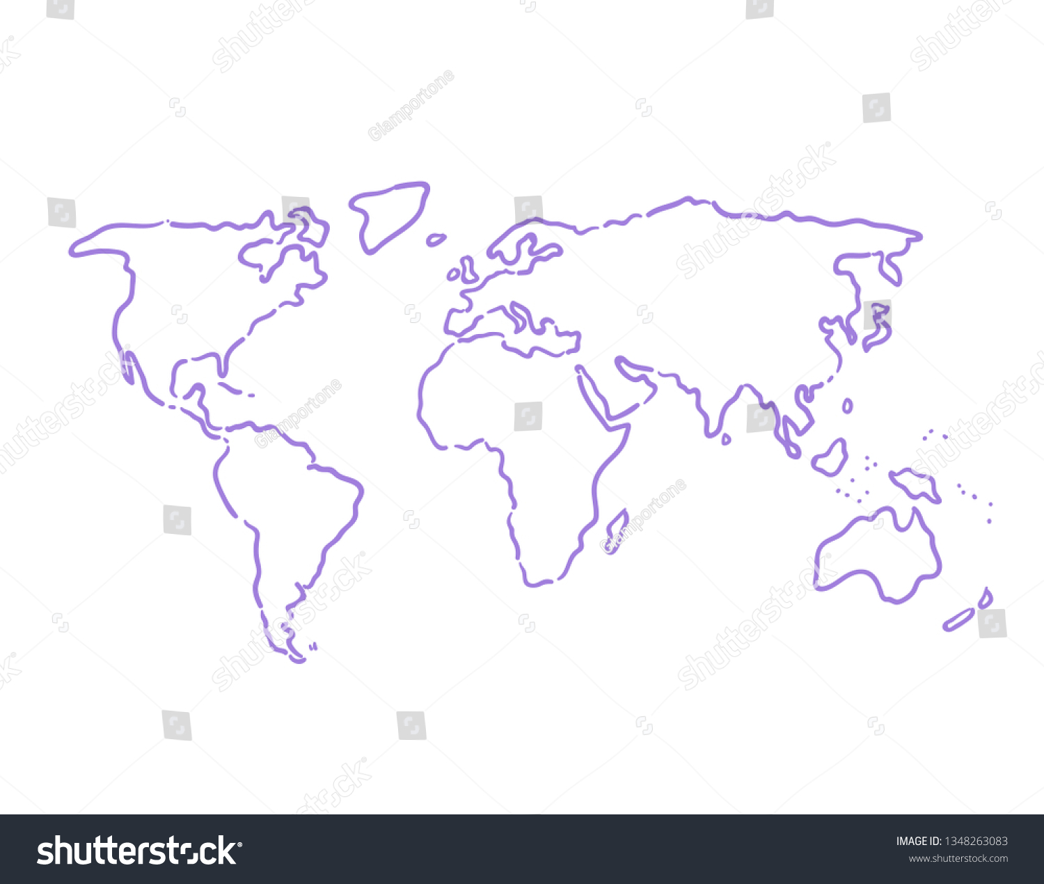 Dibujo de mapa mundial dibujado por: vector de stock (libre de regalías ...