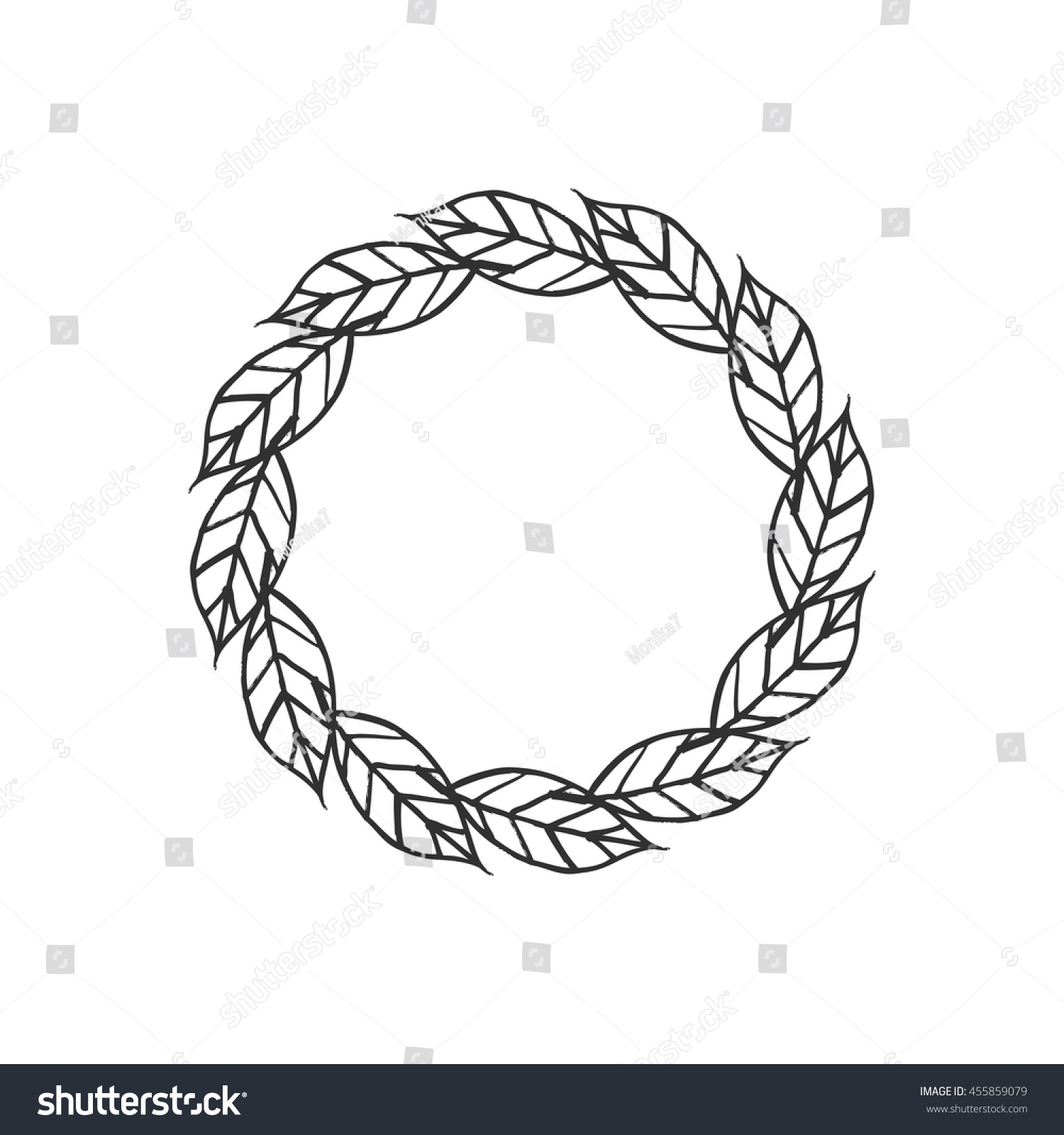 Hand Drawn Wreath Vector Illustration Stock Vector (Royalty Free) 455859079