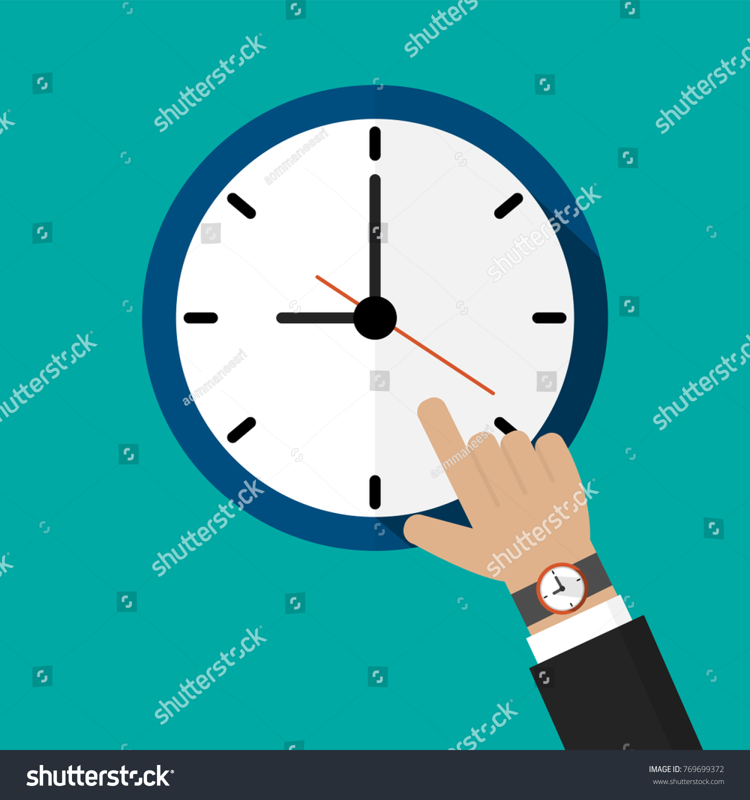 Hand Finger Pointing On Clock Vector Stock Vector (Royalty Free) 769699372
