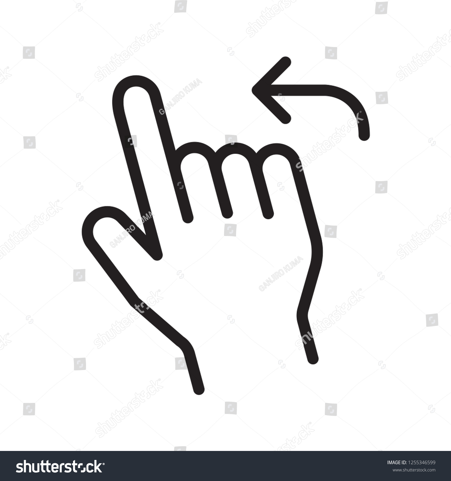 Hand Flick Left Icon Using Touch Stock Vector (Royalty Free) 1255346599 ...