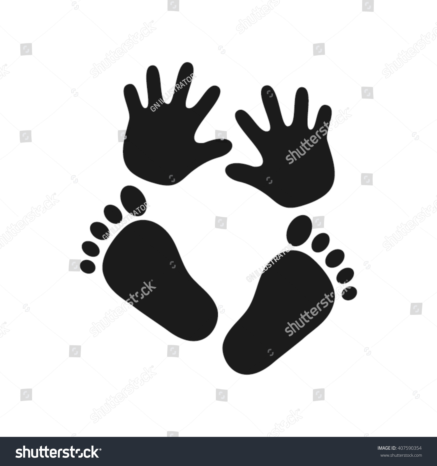 Hand Foot Icon Vector: vector de stock (libre de regalías) 407590354 ...