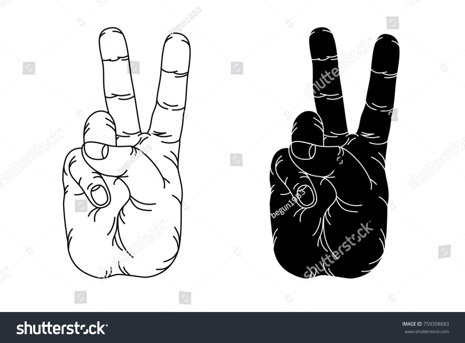 Hand Gesture Two Fingers Vector Stock Vector (Royalty Free) 759398683