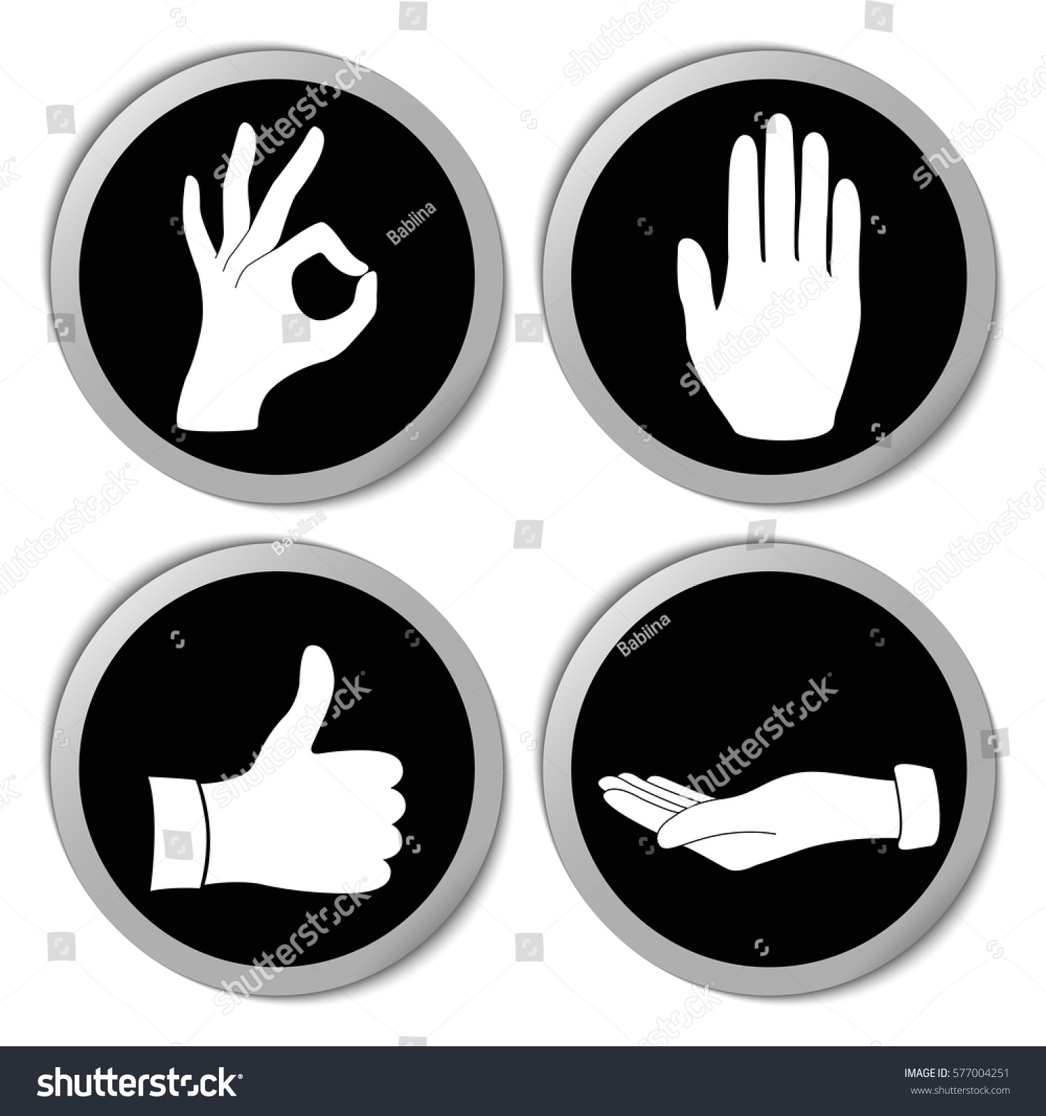 Hand Gestures Icons Vector Stickers Set Stock Vector (Royalty Free ...