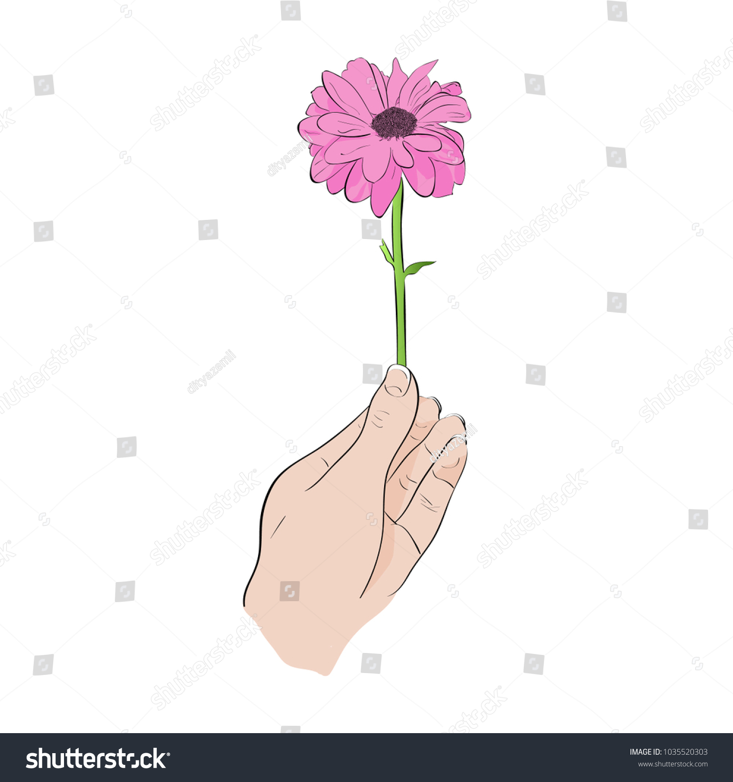 Hand Giving Flower Vector Illustration Stock Vector (Royalty Free ...