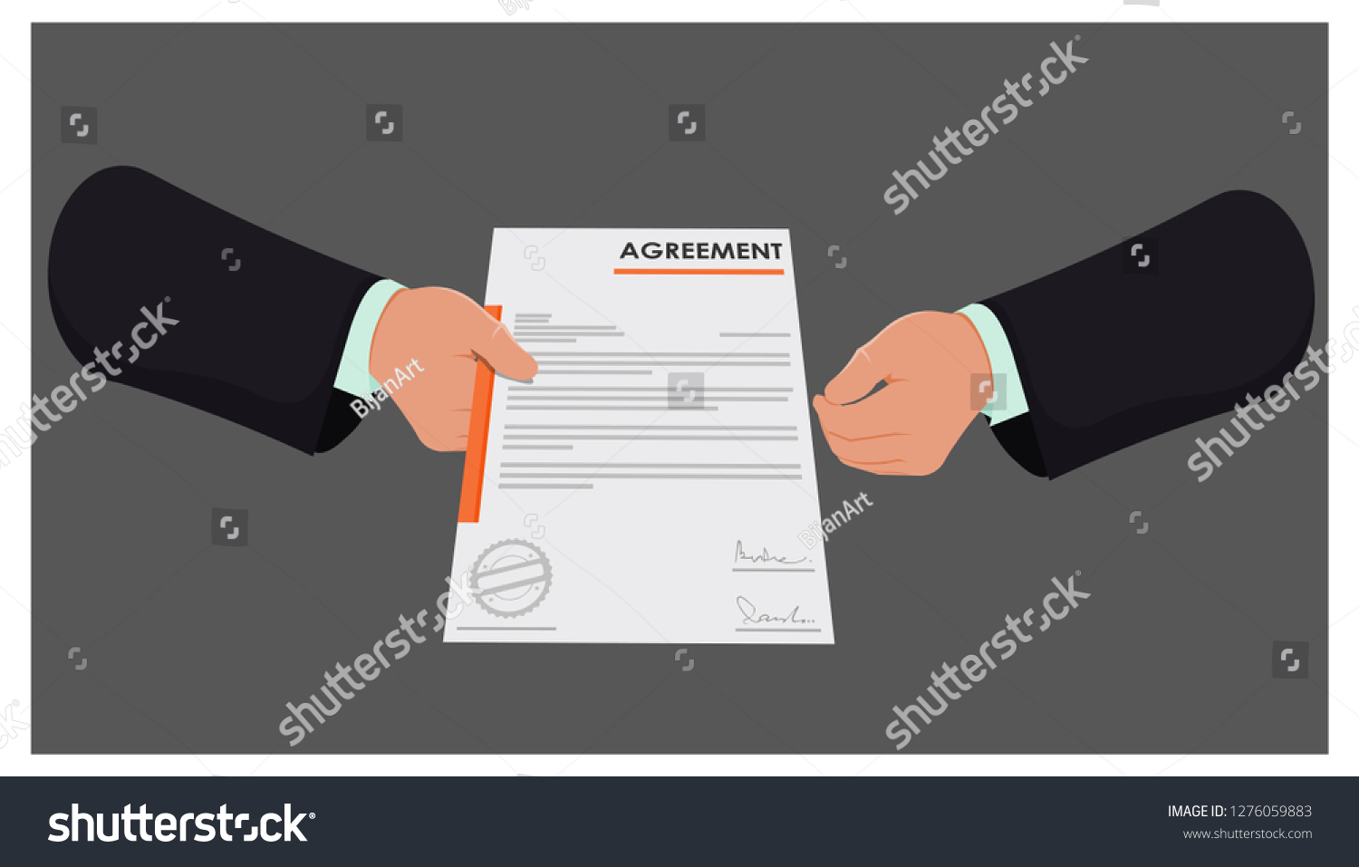 Hand Giving Agreement Document Paperwork Vector Stock Vector (Royalty ...