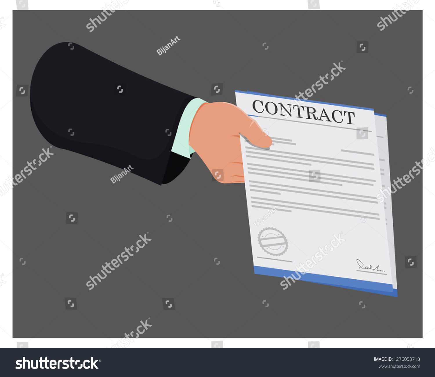 Hand Giving Contract Document Vector Illustration Stock Vector (Royalty ...