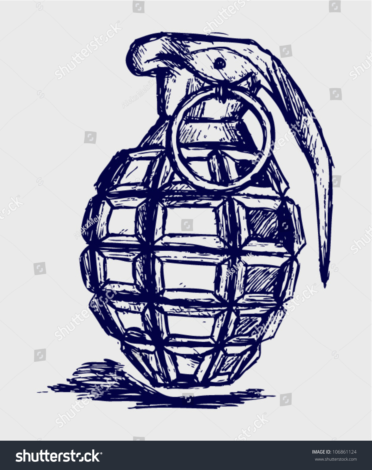 Hand Grenade Sketch Stock Vector (Royalty Free) 106861124