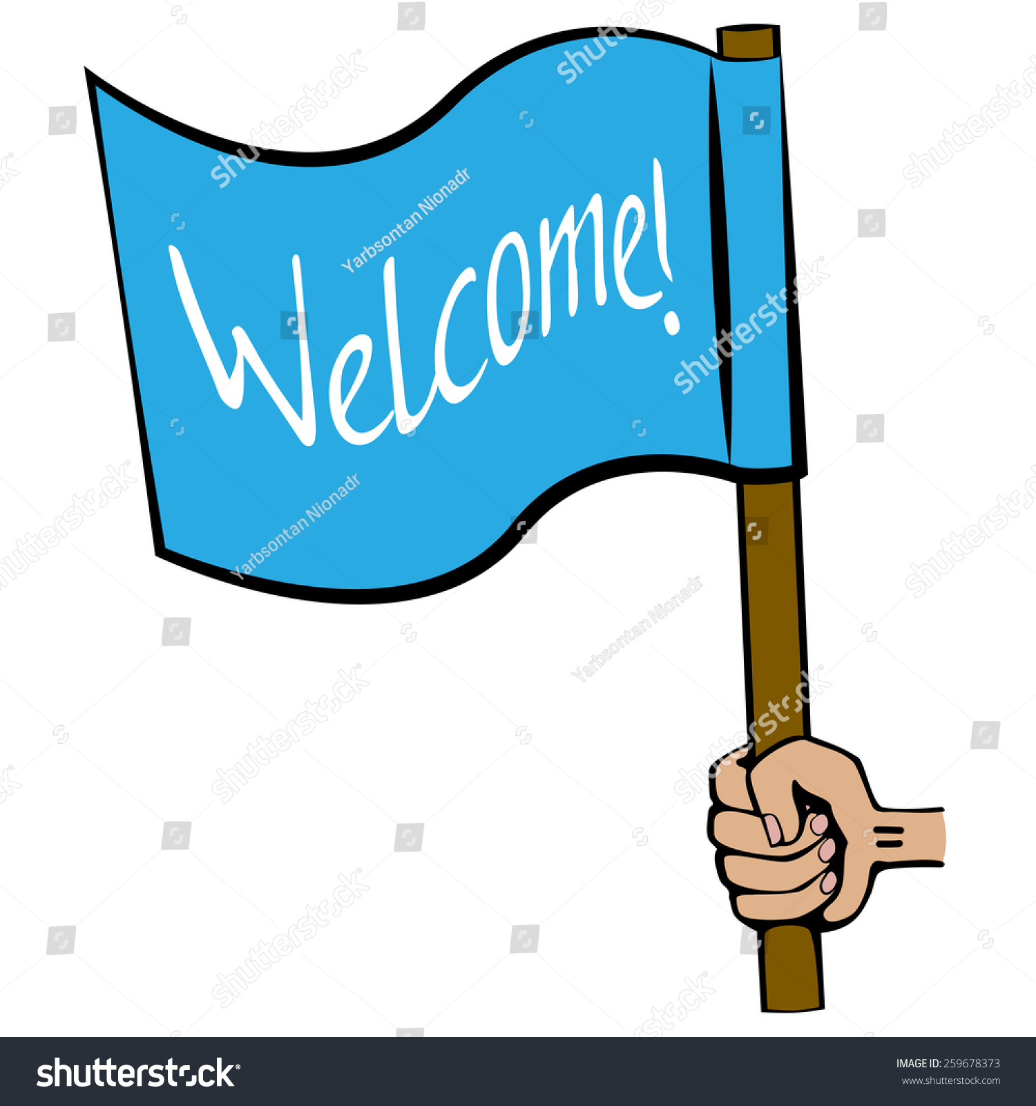 Hand Held Flag Cartoon Flat Stock Vector (Royalty Free) 259678373