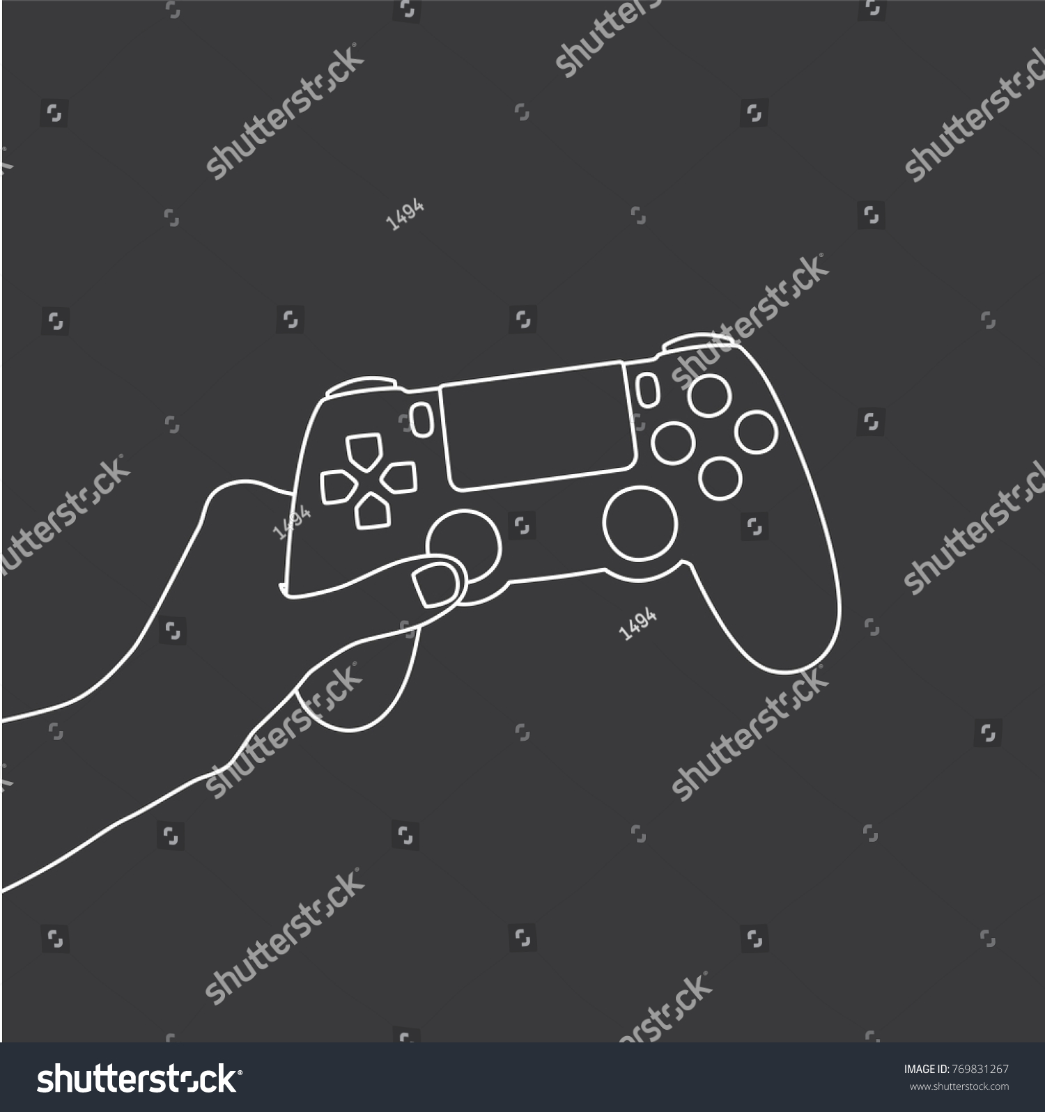 Hand Holding Console Controller Vector Illustration: vector de stock ...