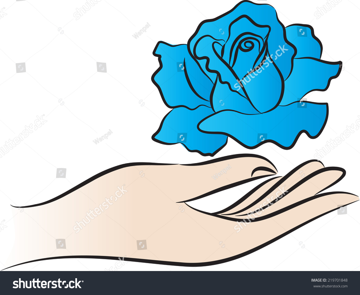 Hand Holding Rose Stock Vector (Royalty Free) 219701848 | Shutterstock