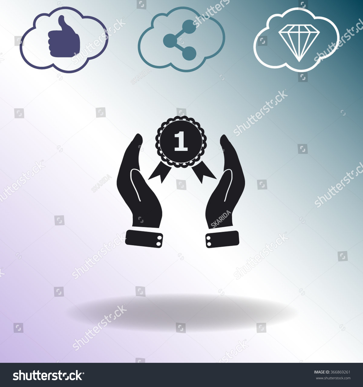 Hand Holding Badge Vector Icon Stock Vector (Royalty Free) 366869261 ...