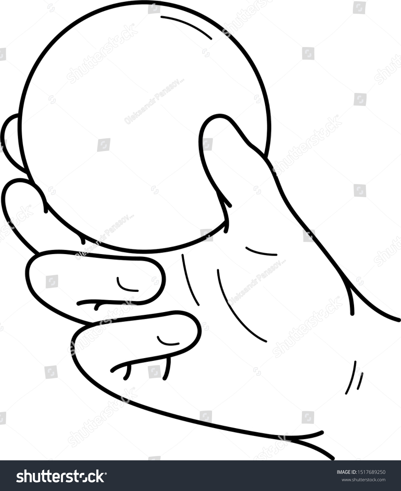 Hand Holding Ball Vector Outline Icon Stock Vector (Royalty Free ...