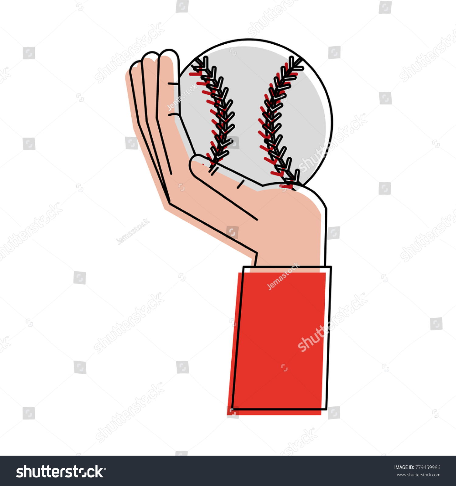 Hand Holding Baseball Ball Stock Vector (Royalty Free) 779459986 ...