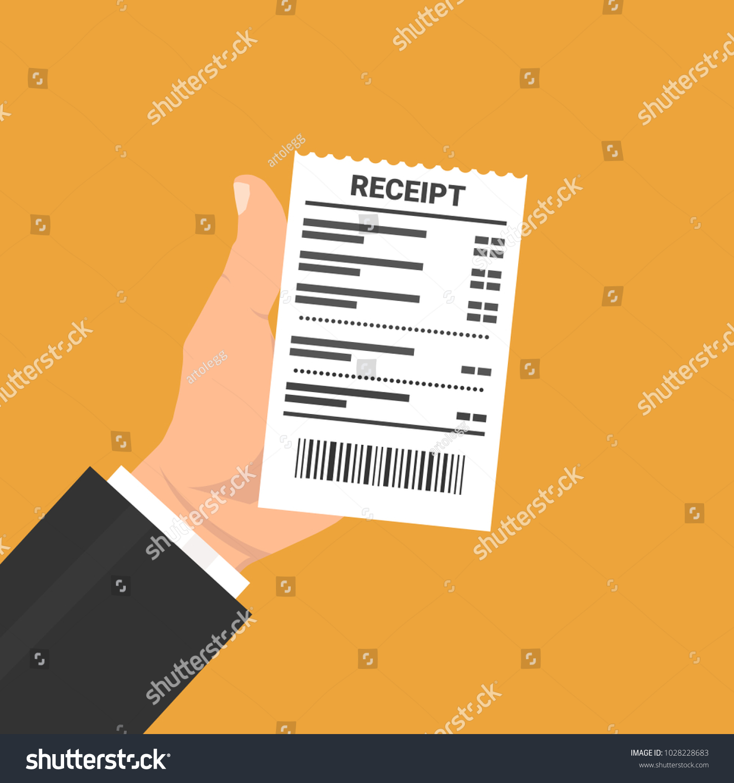 Hand Holding Blank Receipt Vector Illustration: стоковая векторная ...