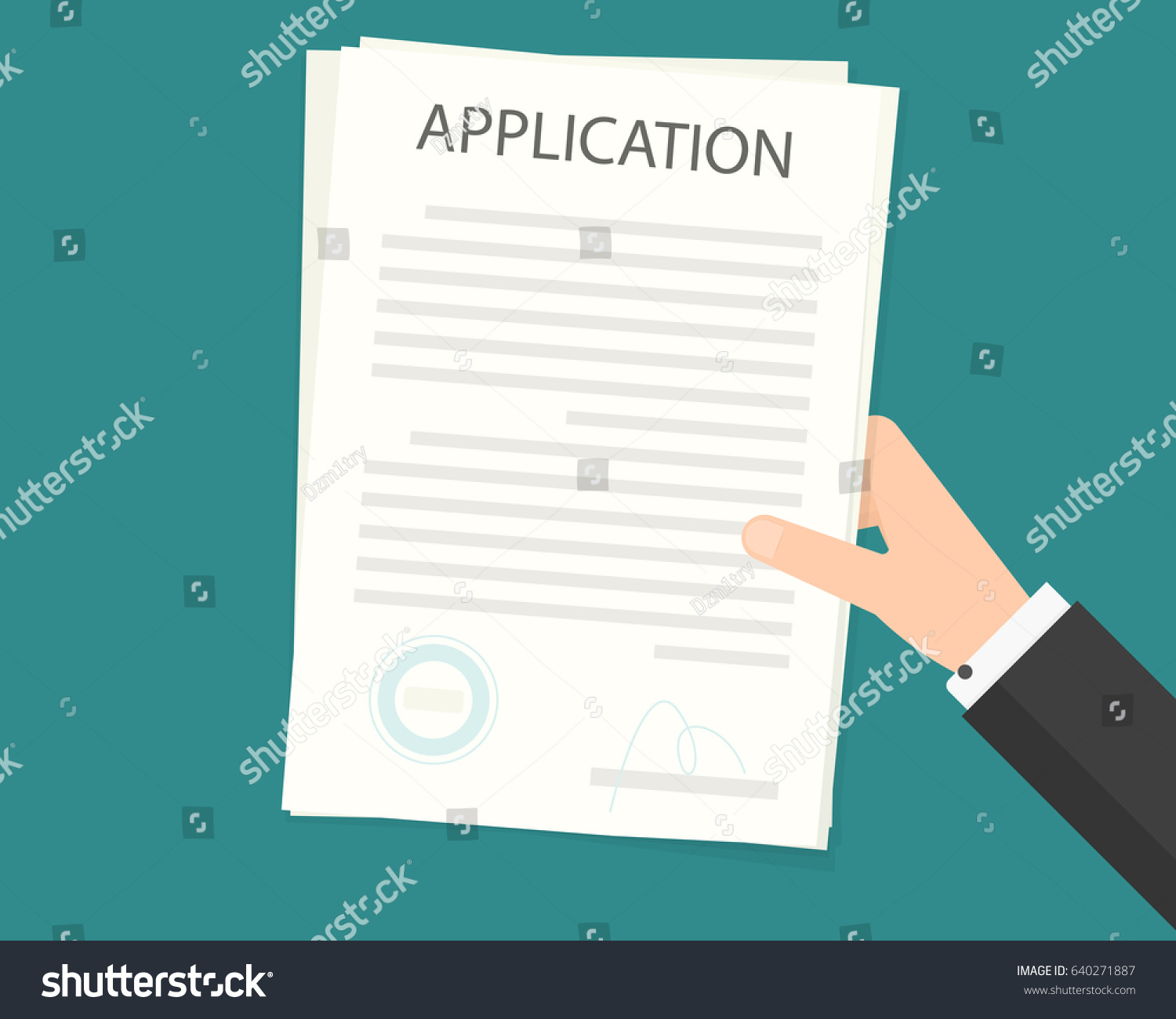 Hand Holding Document Stamp Stock Vector (Royalty Free) 640271887 ...