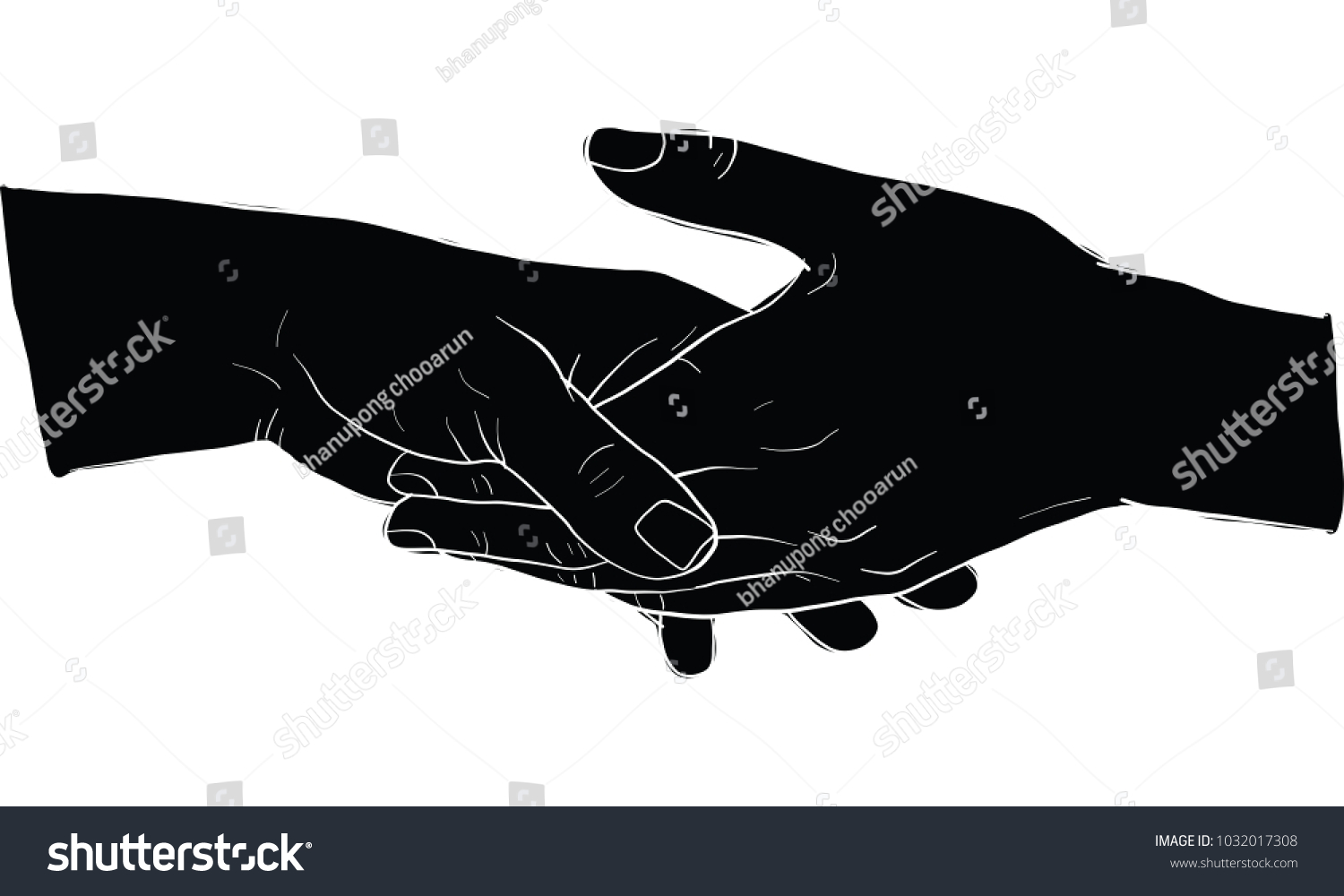 Hand Holding Hand Together Vector Stock Vector (Royalty Free) 1032017308