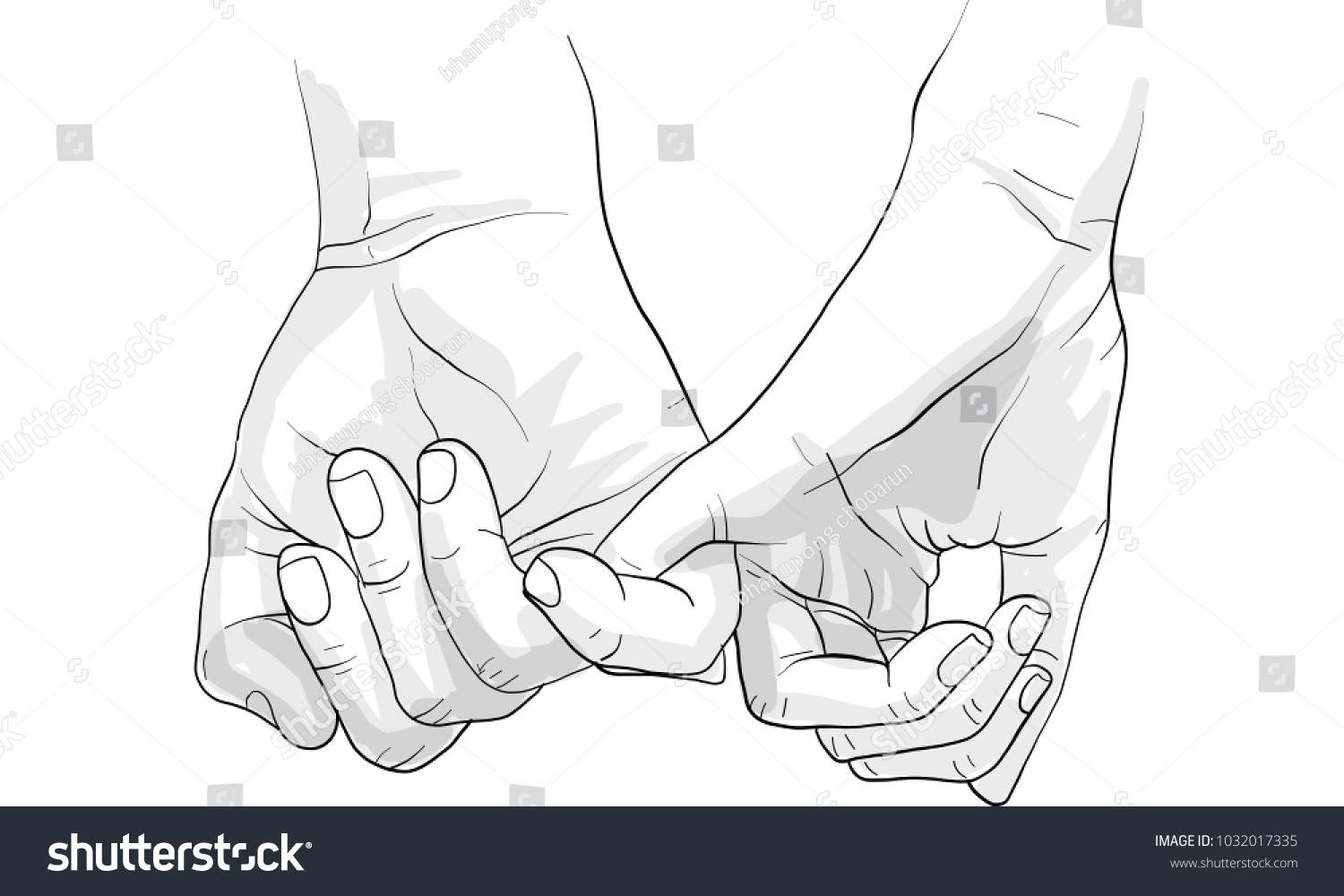 Hand Holding Hand Together Vector Stock Vector (Royalty Free) 1032017335