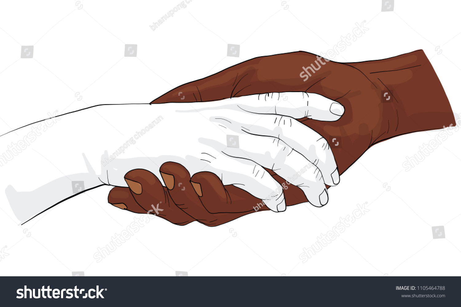 Hand Holding Hand Together Vector Stock Vector (Royalty Free) 1105464788