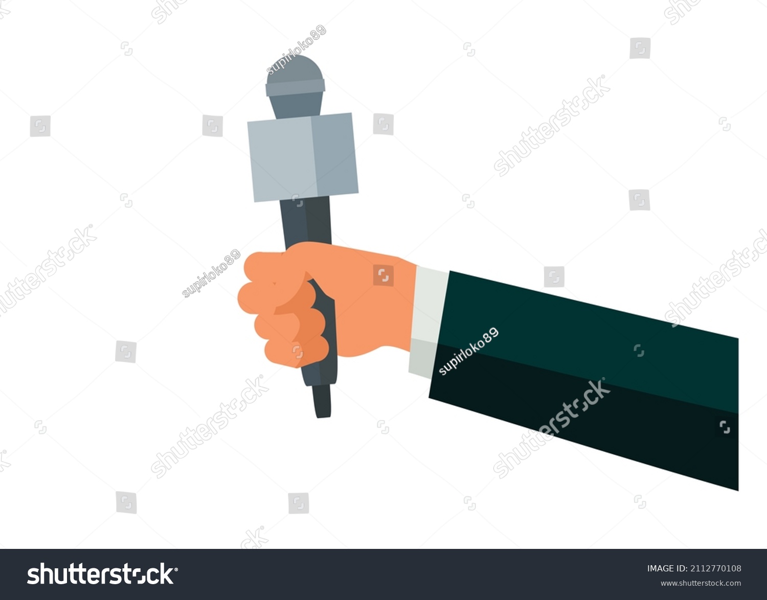 Hand Holding Microphone Simple Flat Illustration Stock Vector (Royalty ...