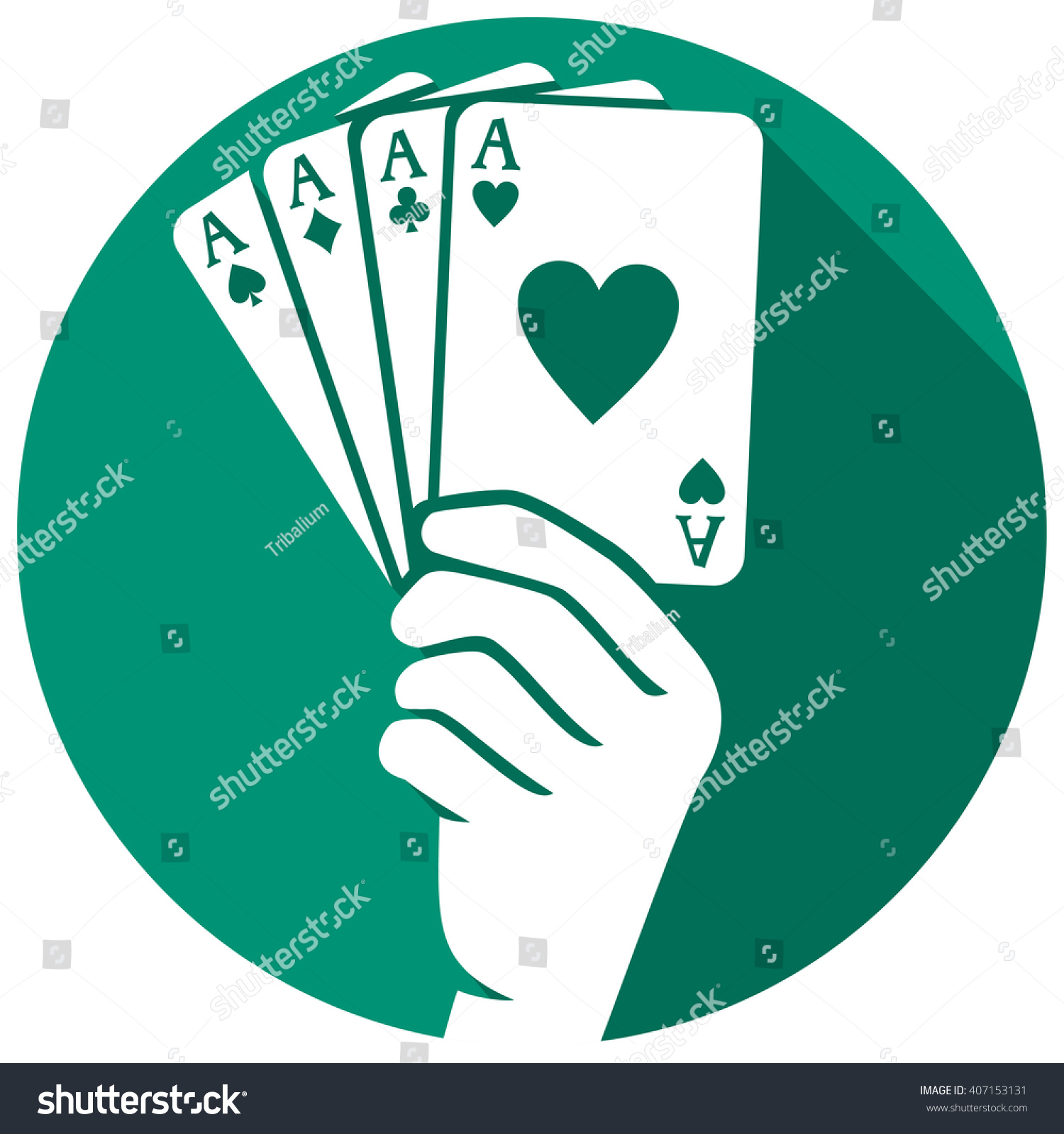 Hand Holding Playing Card Flat Icon Stock Vector (Royalty Free) 407153131