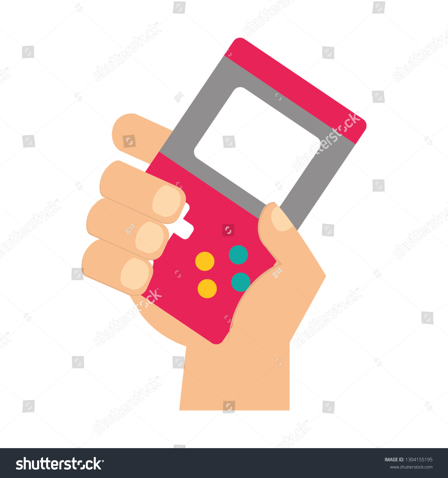 Hand Holding Portable Console Video Game Stock Vector (Royalty Free ...