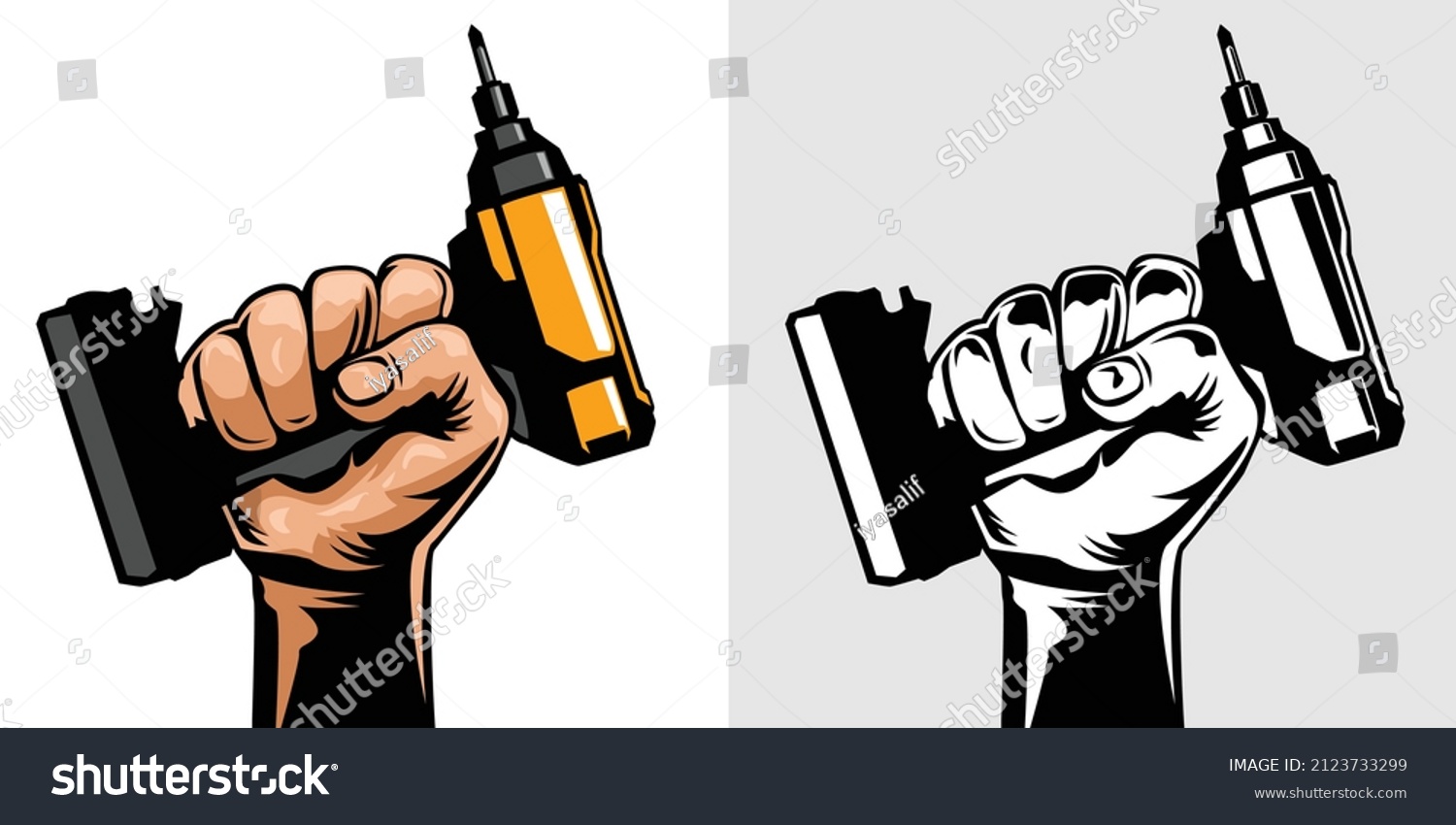 Hand Holding Power Drill Machine Stock Vector (Royalty Free) 2123733299 ...