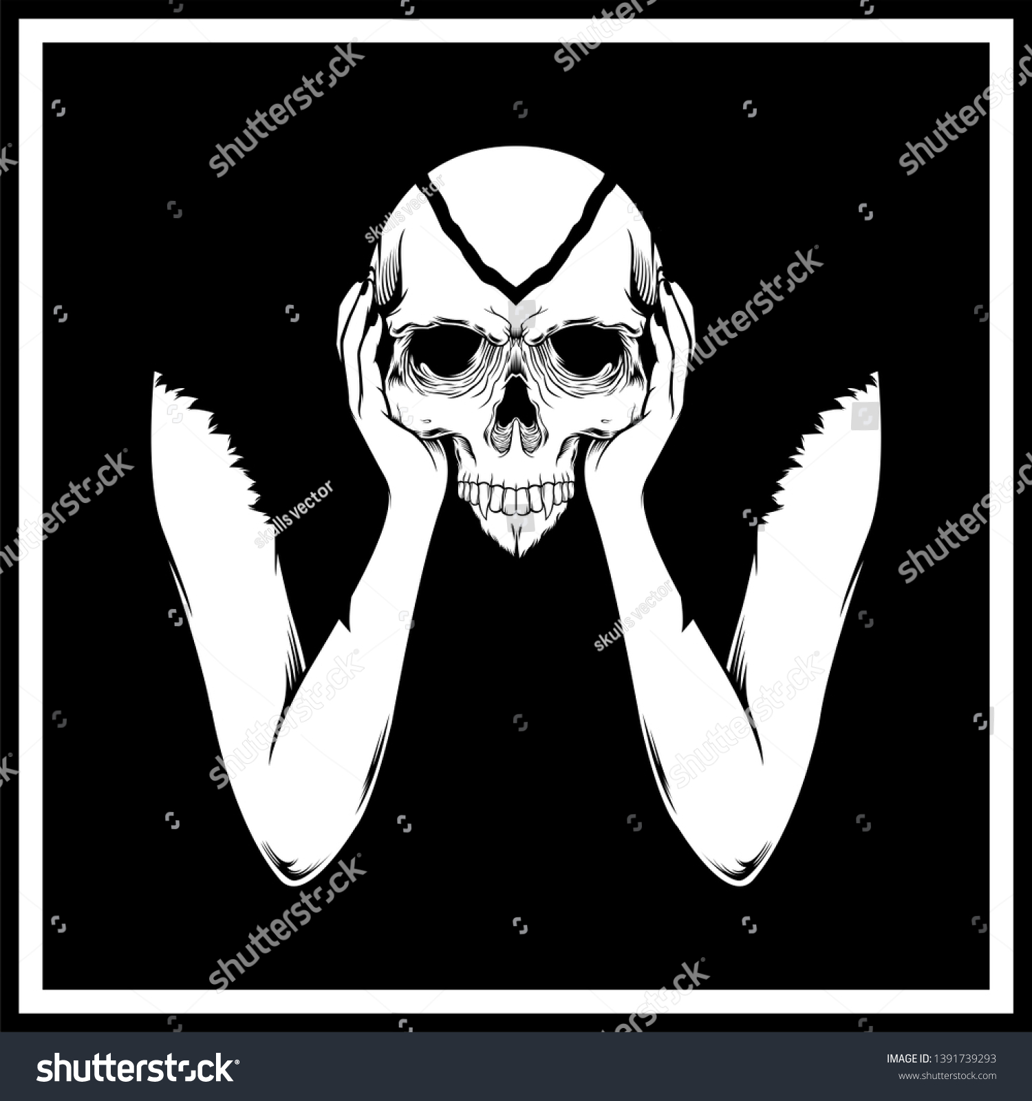 Hand Holding Skull Head Hand Drawing Stock Vector (Royalty Free ...